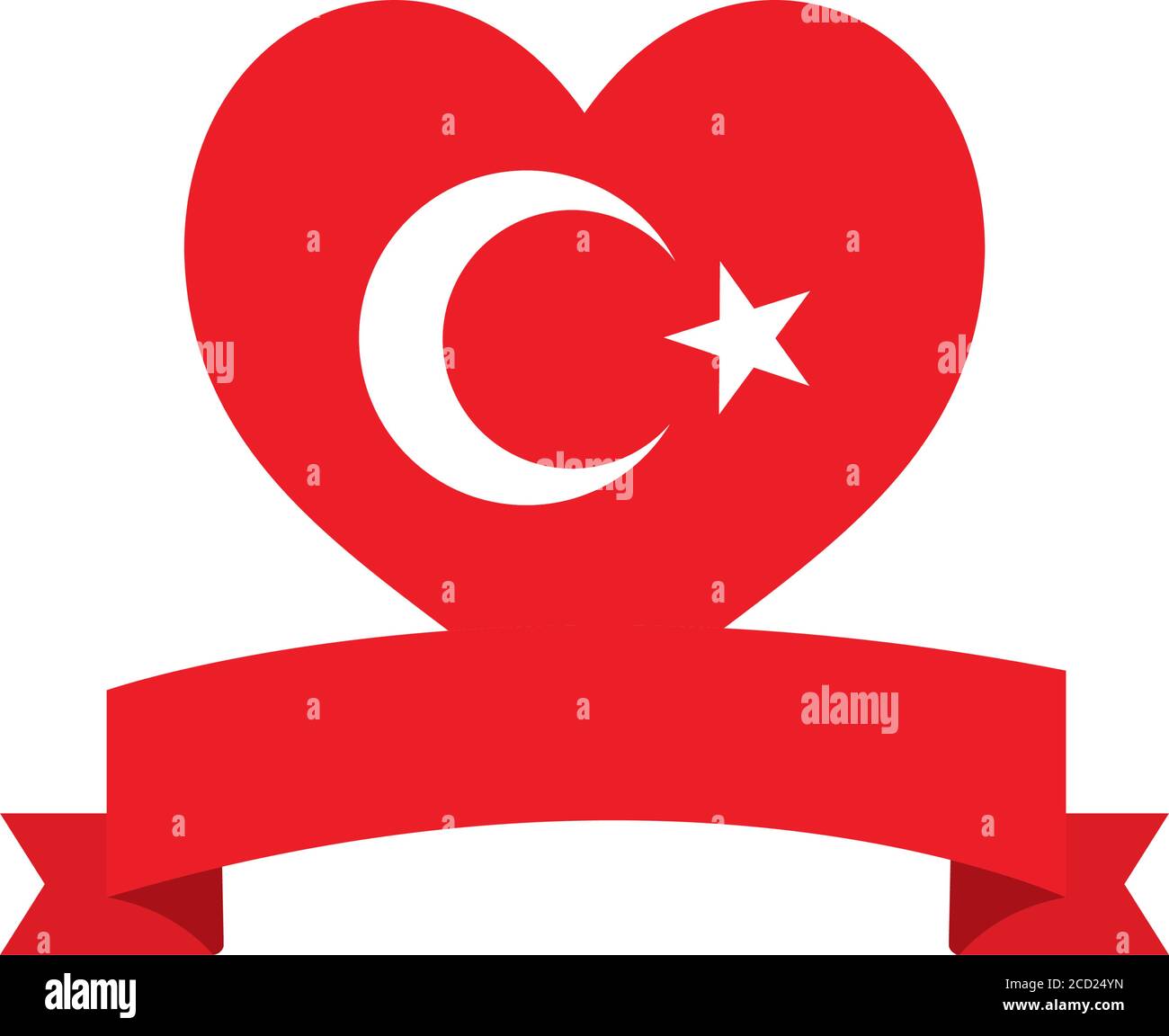 decorative ribbon and heart with turkey flag design over white ...