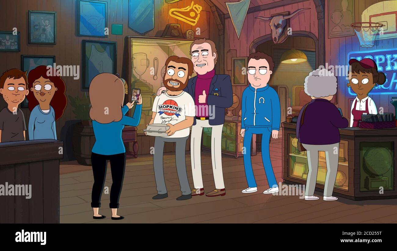 HOOPS, center in turtleneck: Barry Hopkins (voice: Rob Riggle); wearing ...