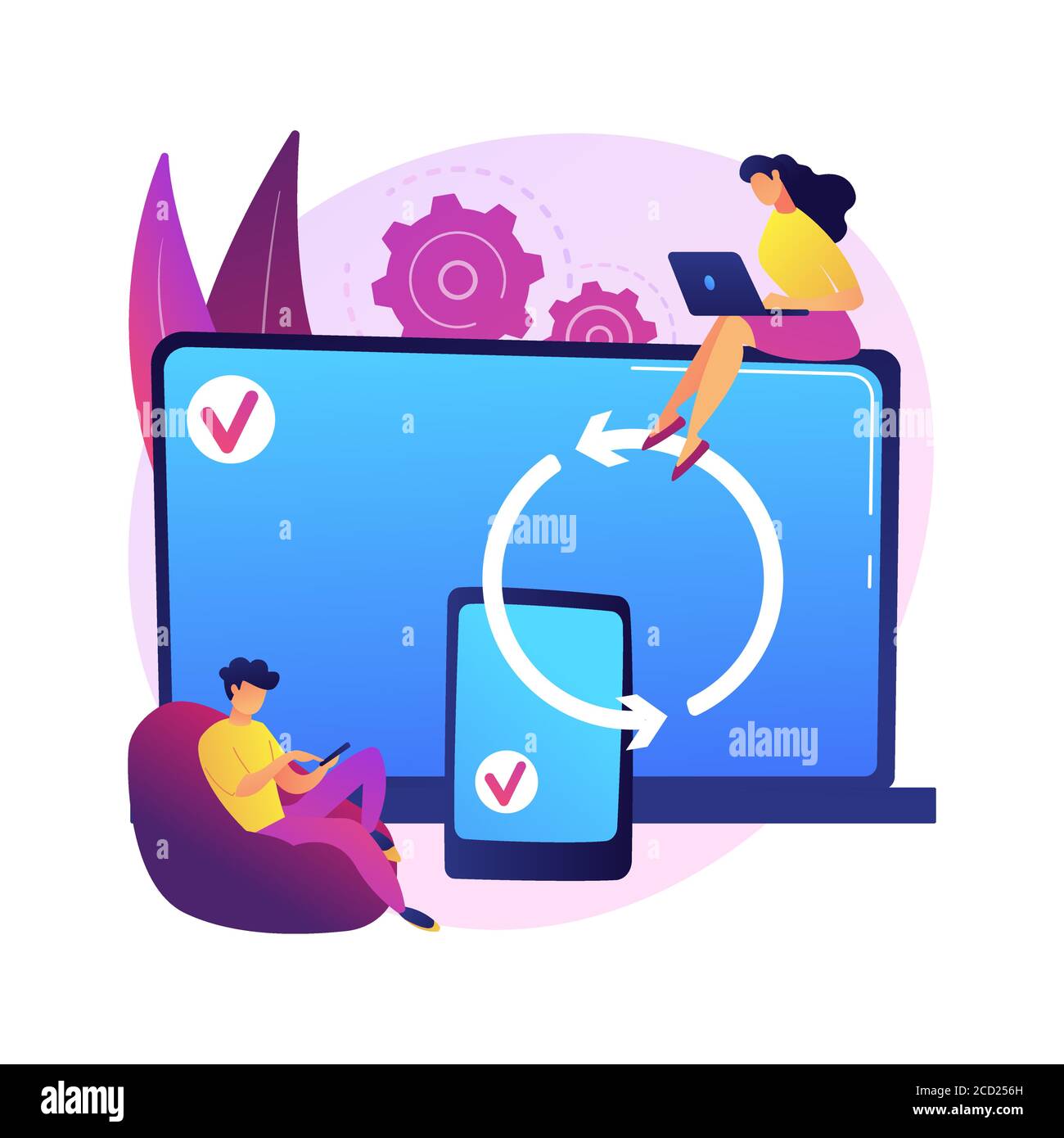Cross-device syncing abstract concept vector illustration Stock Vector ...
