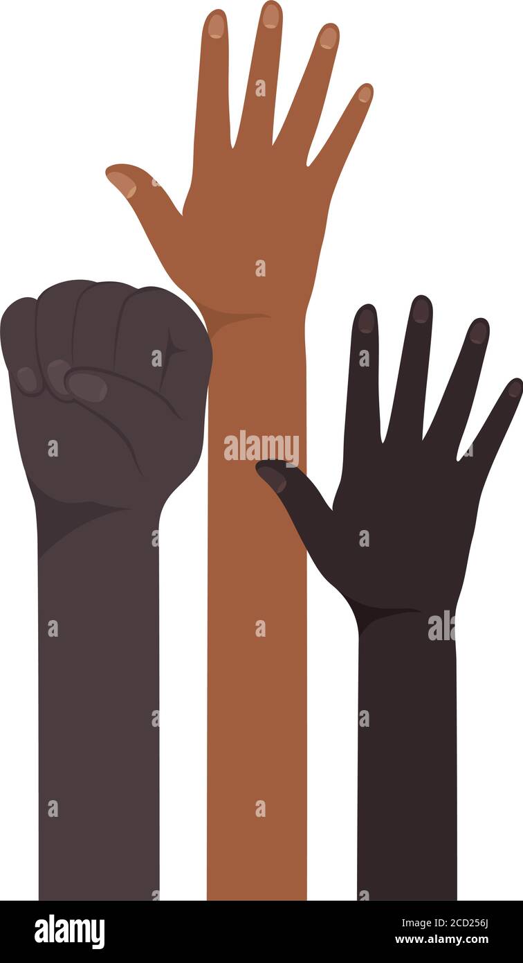 fist sign and open hands up of different types of skins design ...