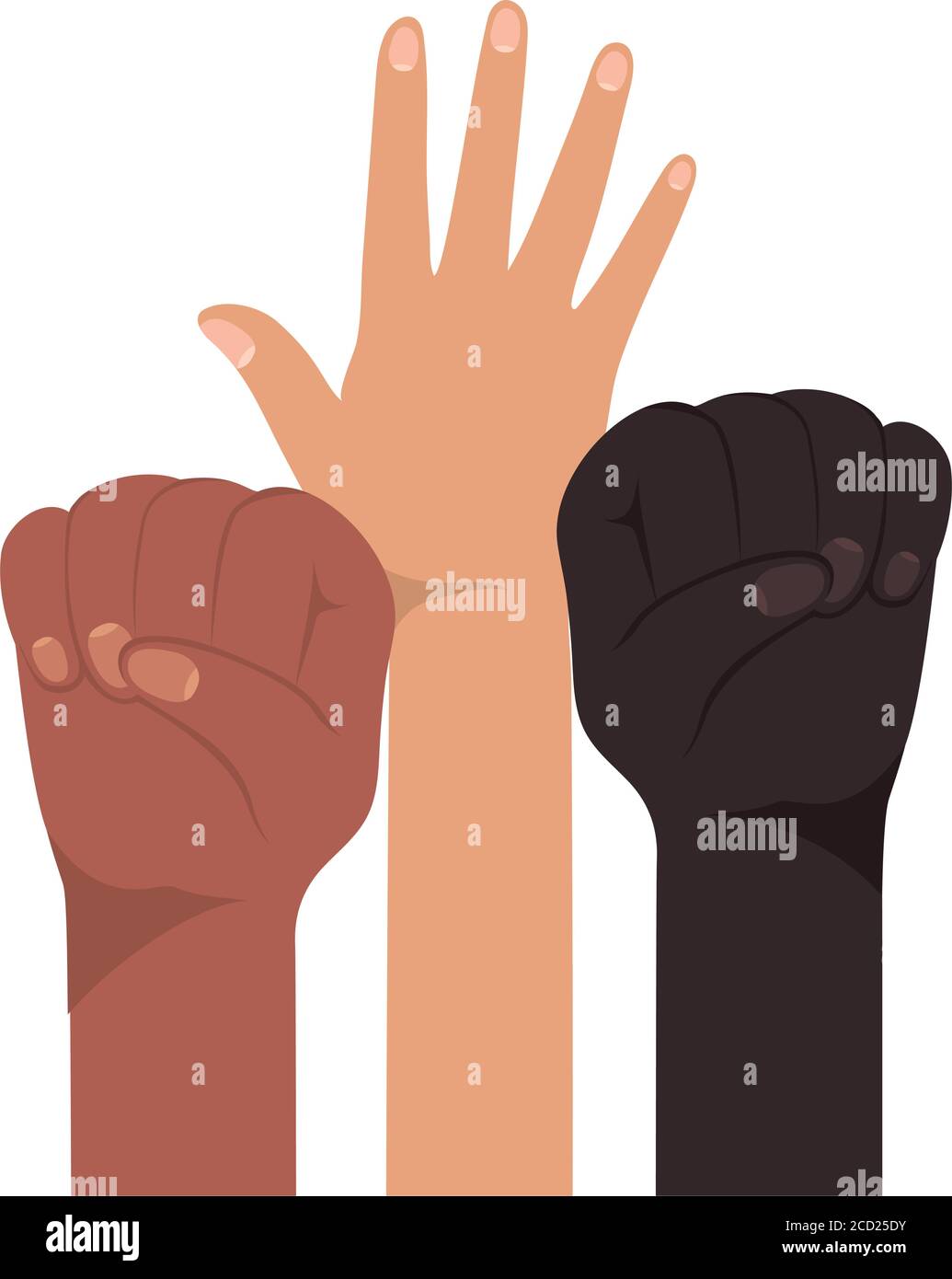 fist sign and open hands up of different types of skins design ...