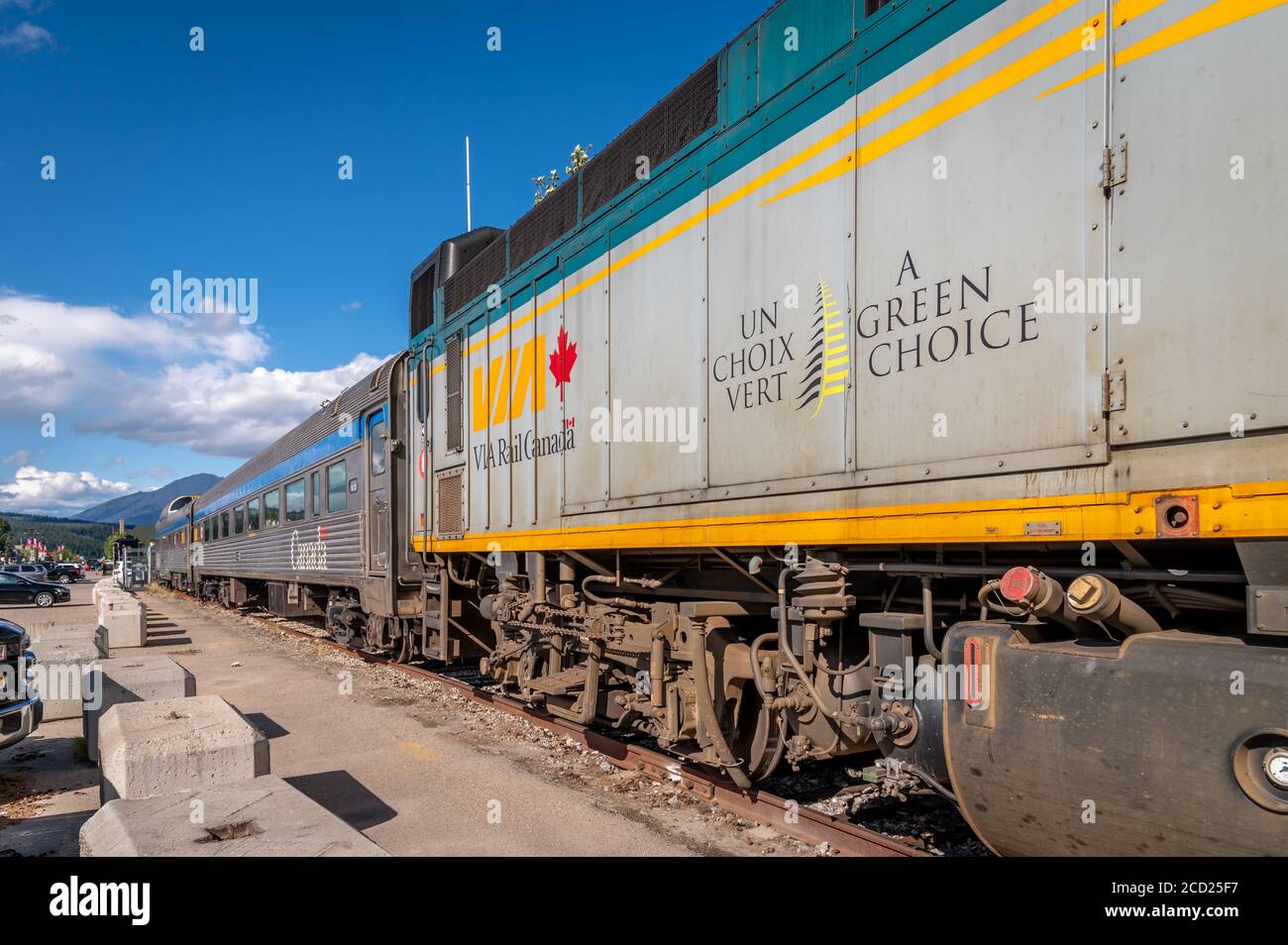 Jasper, Alberta - August 3, 2020: A VIA Rail train located at the train ...