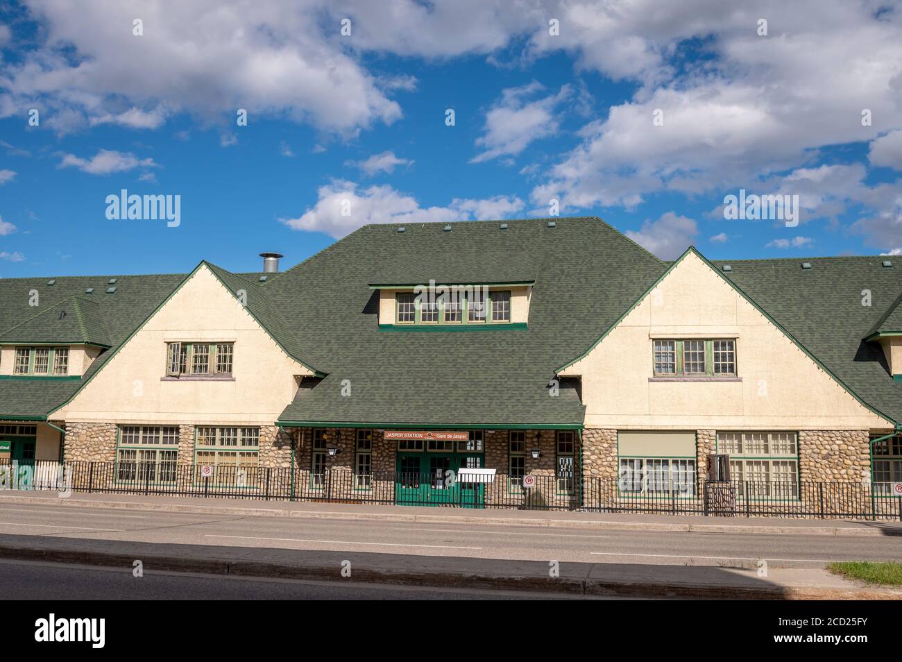 Jasper, Alberta - August 3, 2020: Exterior facade of the Jasper train ...