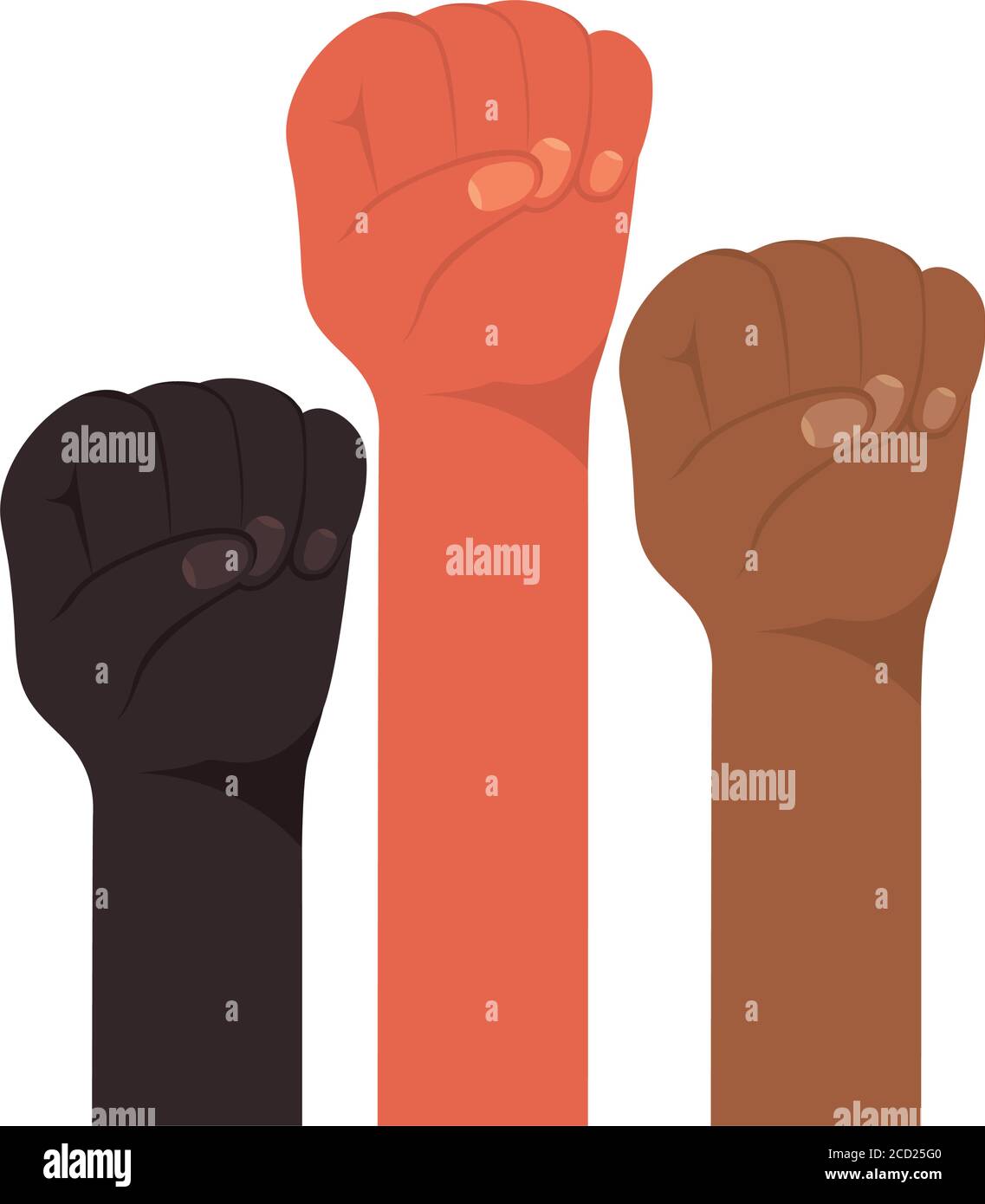 fist sign with hands of different types of skins design, diversity ...