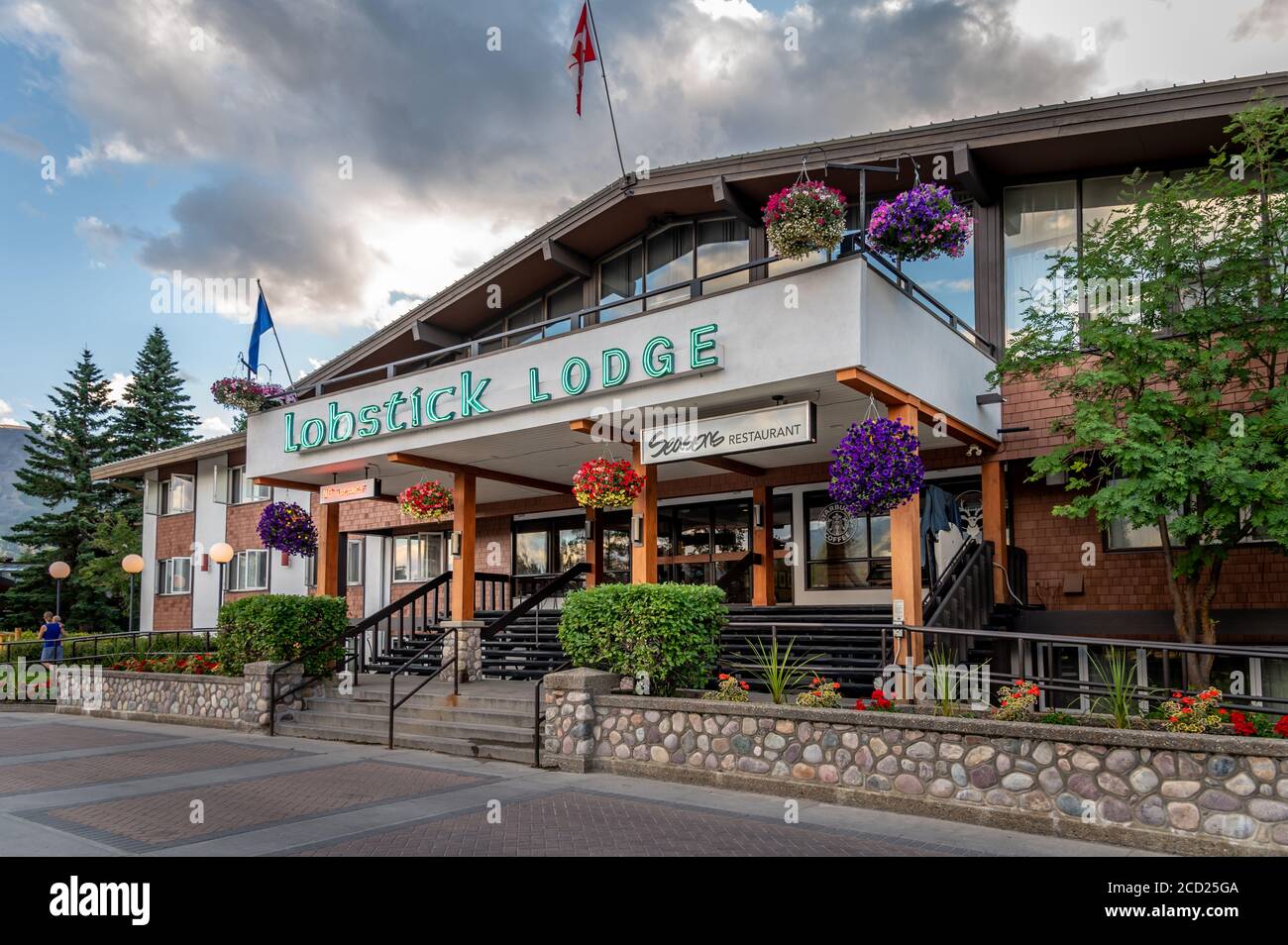Jasper, Alberta - August 3, 2020: View of the exterior facade of the ...
