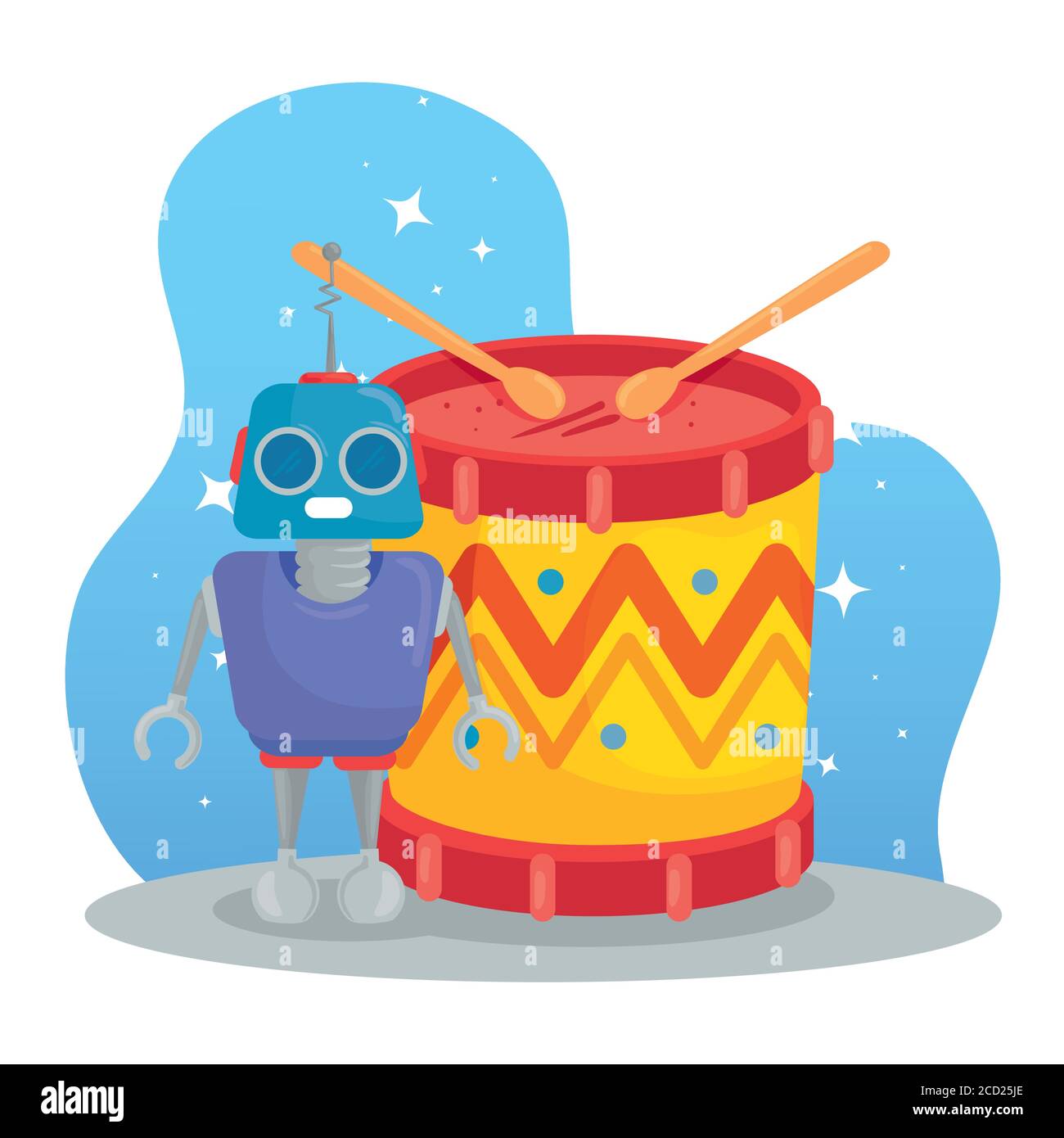 kids toys, robot and drum with sticks Stock Vector Image & Art - Alamy