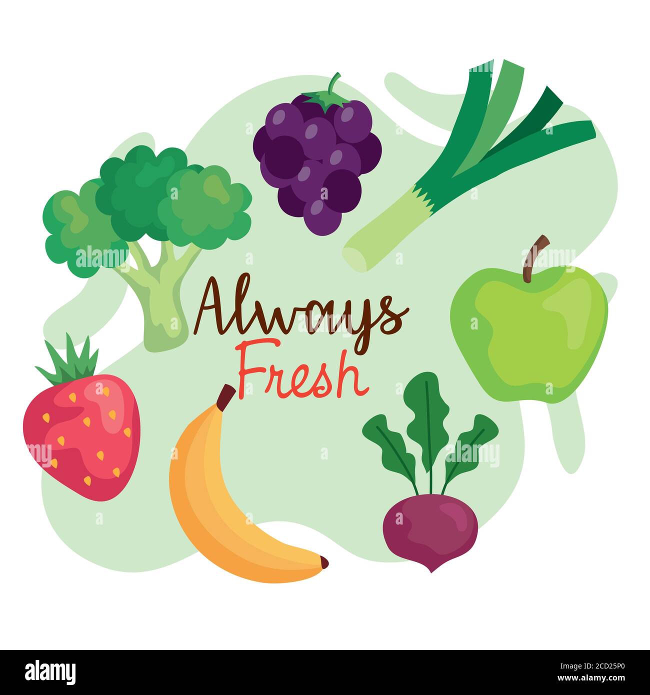 banner, always fresh vegetables and fruits, concept healthy food Stock ...