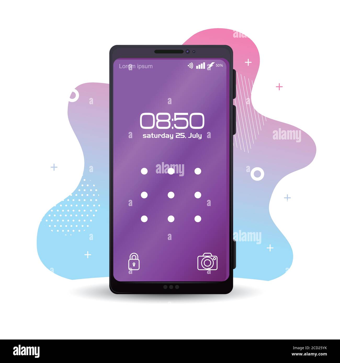 realistic smartphone mockup with pattern lock on screen Stock Vector ...