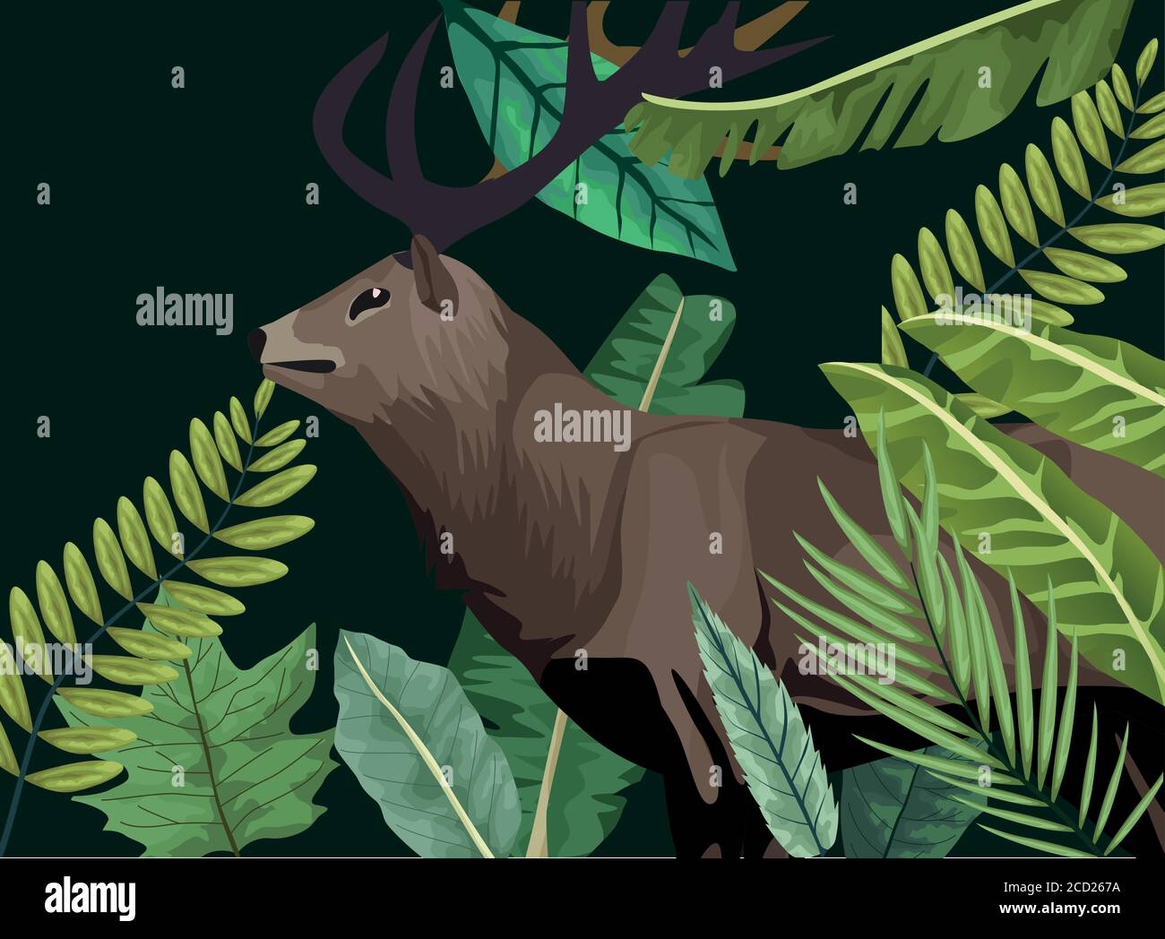 wild reindeer animal in the forest scene vector illustration design ...