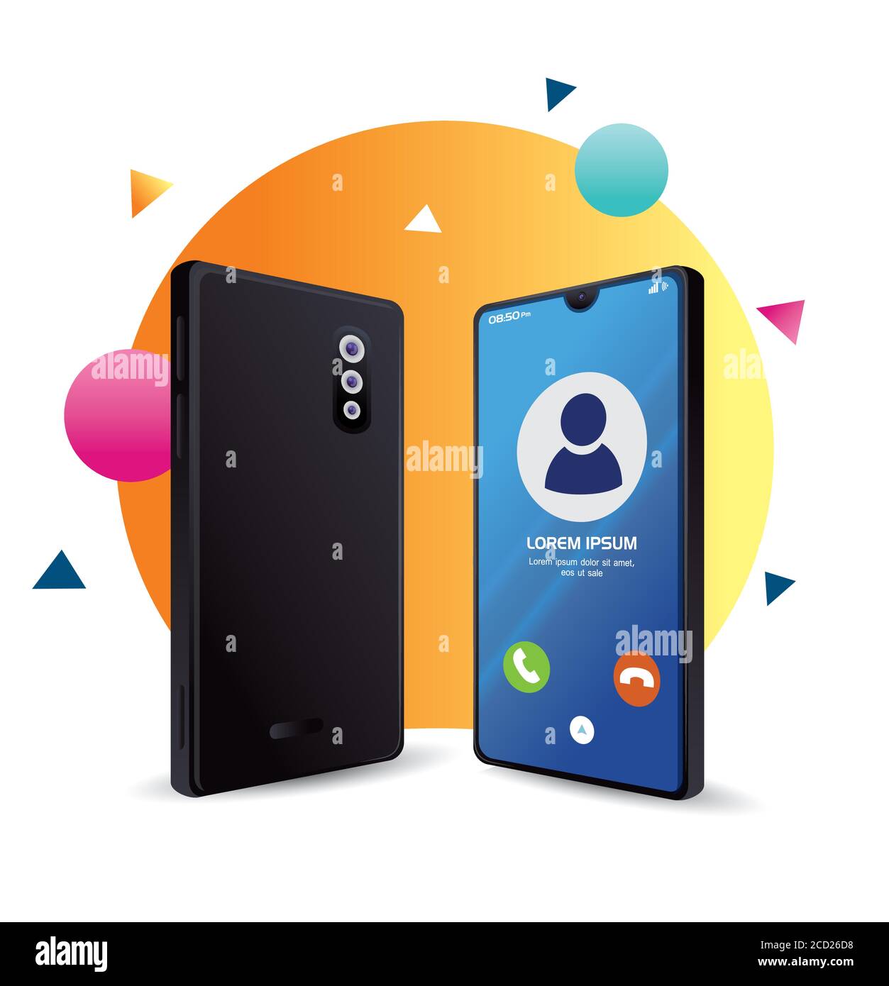 realistic smartphones mockup with call on display Stock Vector Image ...