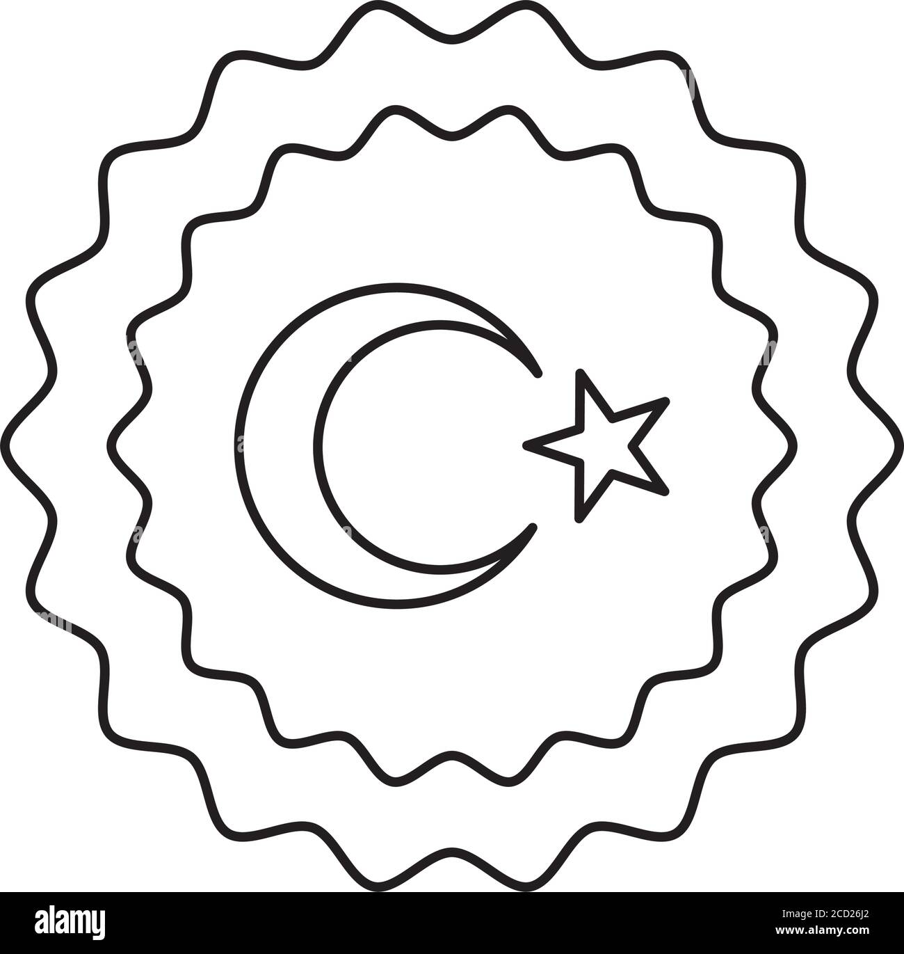 seal with turkey crescent moon and star over white background, line ...