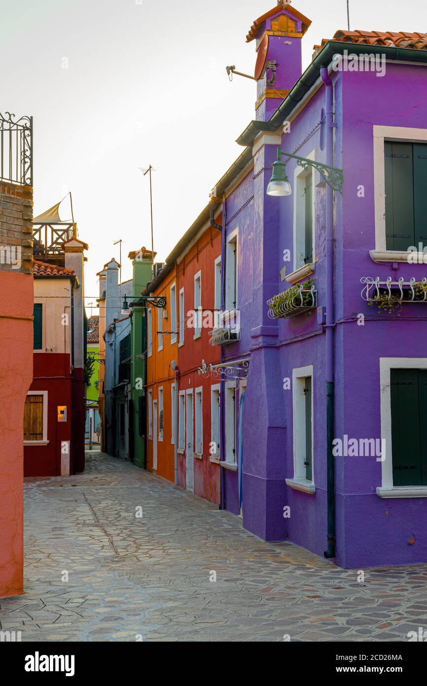 Vertical shot of colorful buildings in Venice, Italy Stock Photo - Alamy