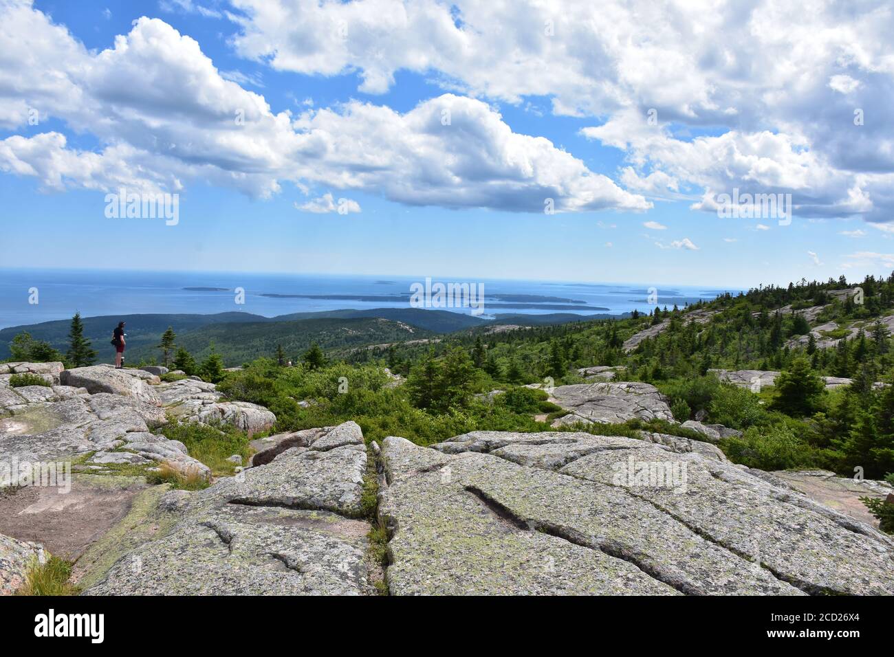 The view of Bar Harbor from the top of Cadillac Mountain in Acadia ...