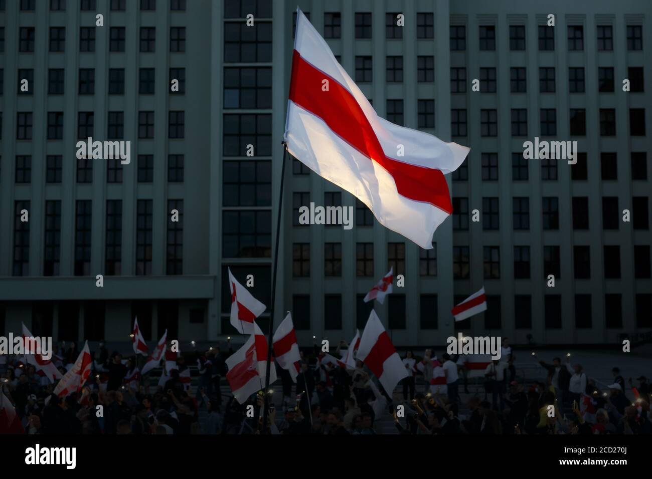 New Belarus white-red-white flag. Protest and historical authentic flag ...