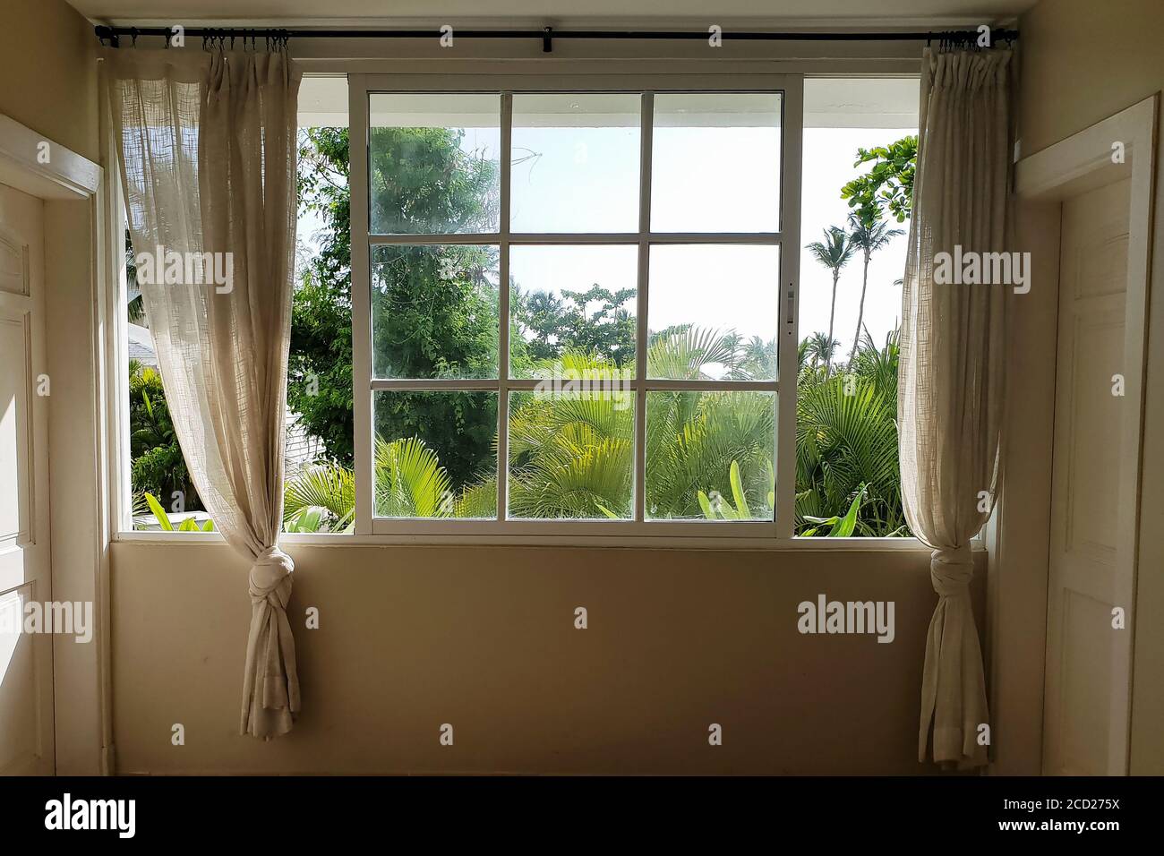 Open window with beautiful garden view Stock Photo - Alamy