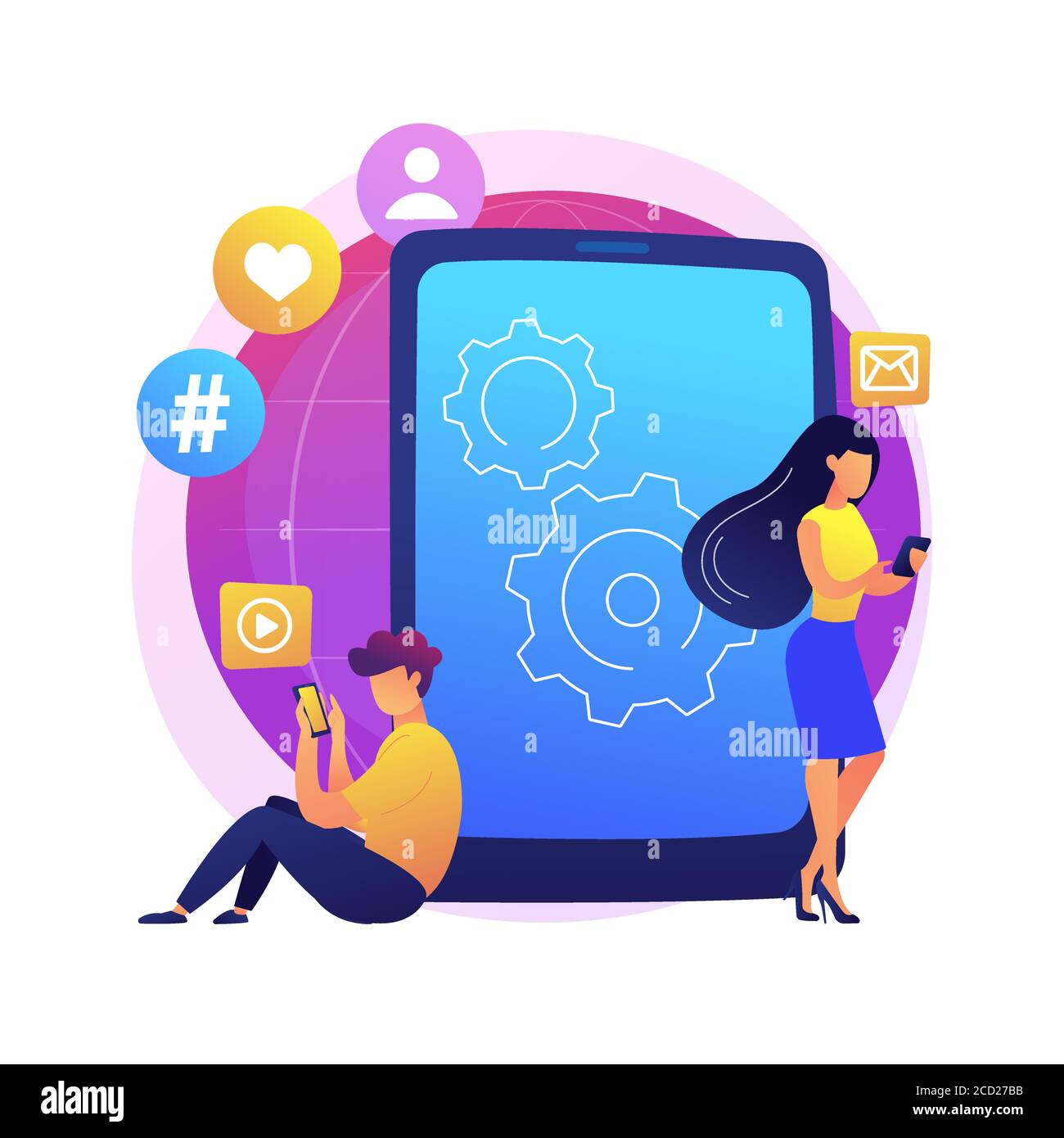 Smartphone addiction abstract concept vector illustration Stock Vector ...