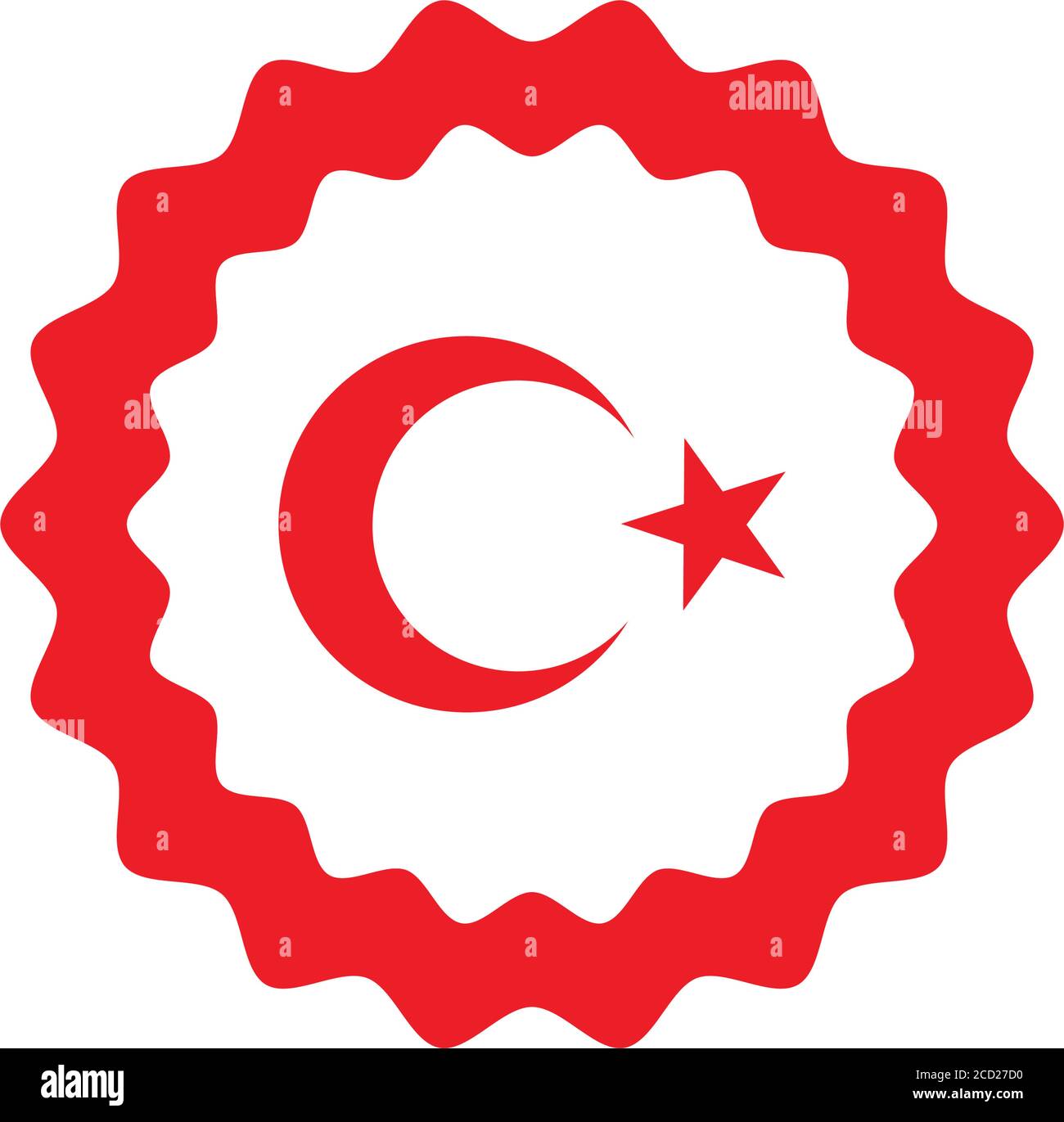seal with turkey crescent moon and star over white background, flat ...