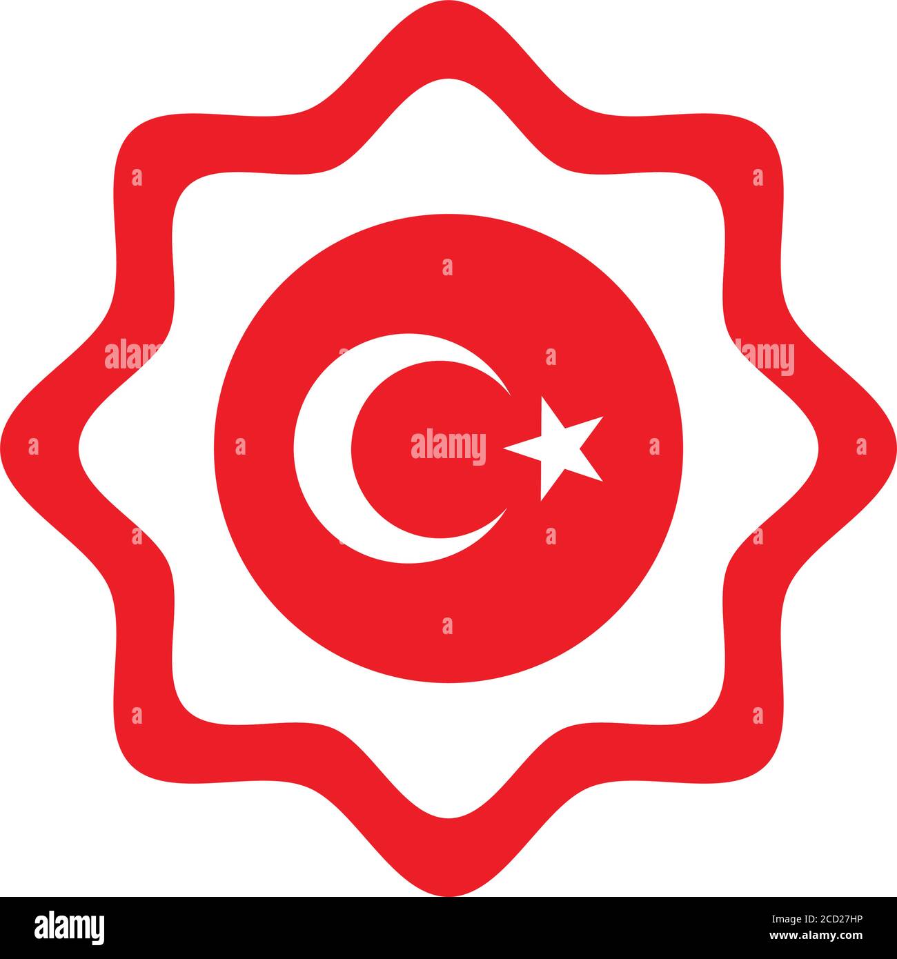 arabian star with turkey flag design over white background, flat style ...