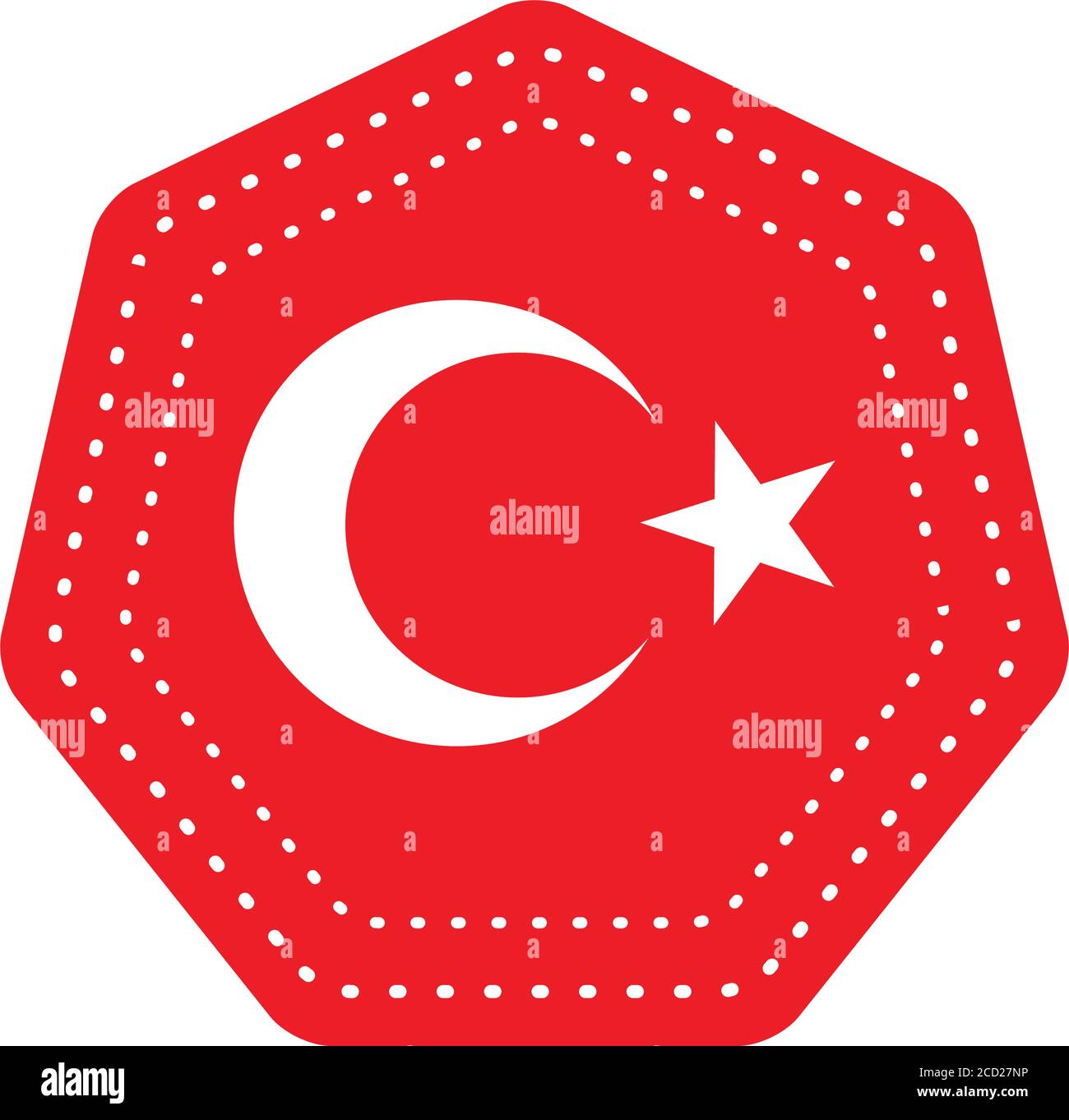 octagon with turkey flag design over white background, flat style ...