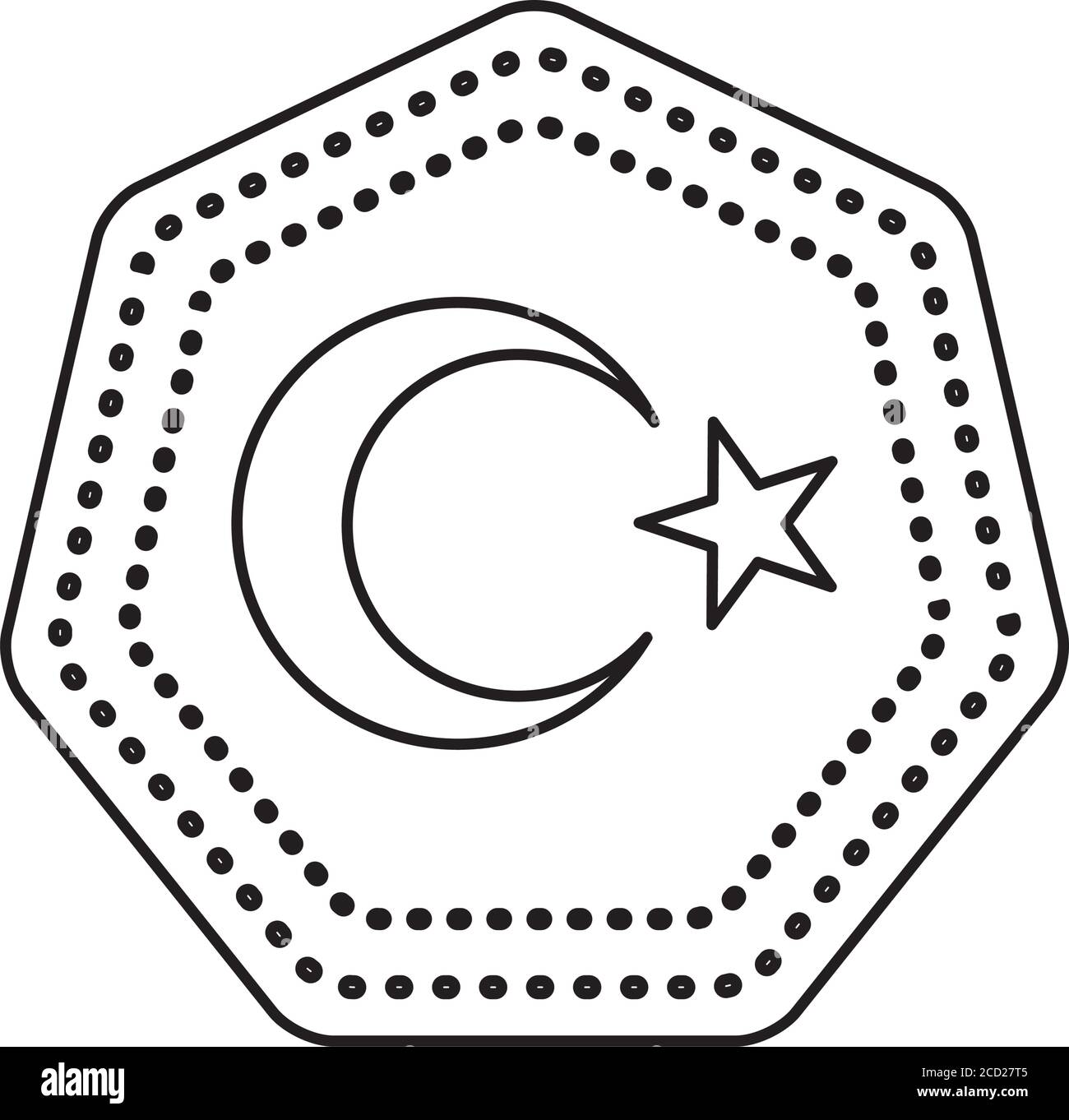 octagon with turkey flag design over white background, line style ...