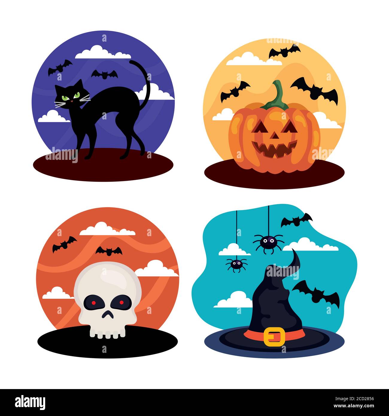 Halloween set spiders witch Cut Out Stock Images & Pictures - Alamy
