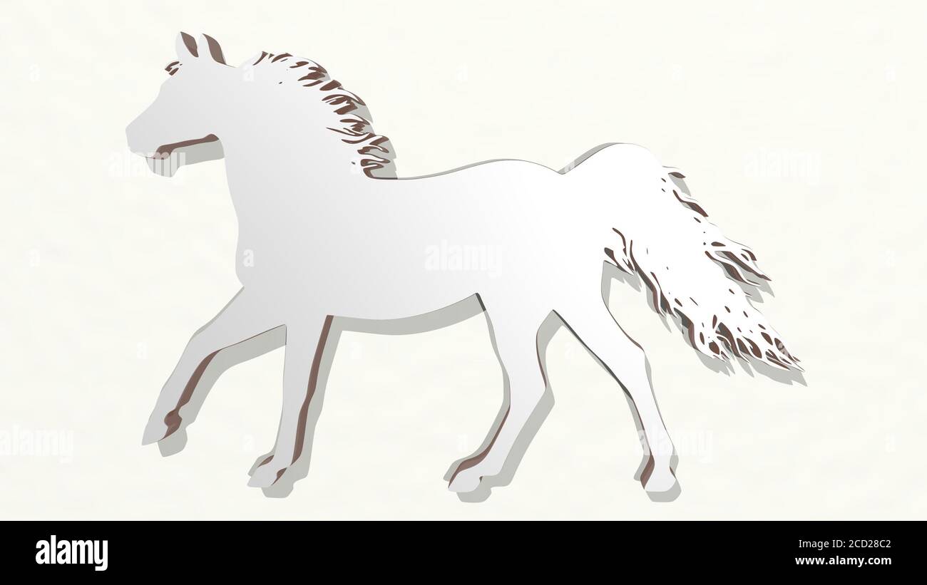 HORSE 3D drawing icon, 3D illustration Stock Photo - Alamy
