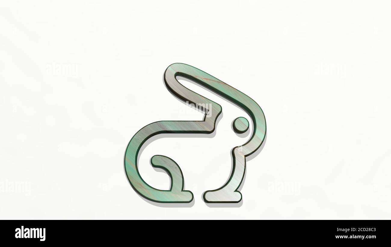 RABBIT SIDE 3D icon on the wall, 3D illustration Stock Photo - Alamy