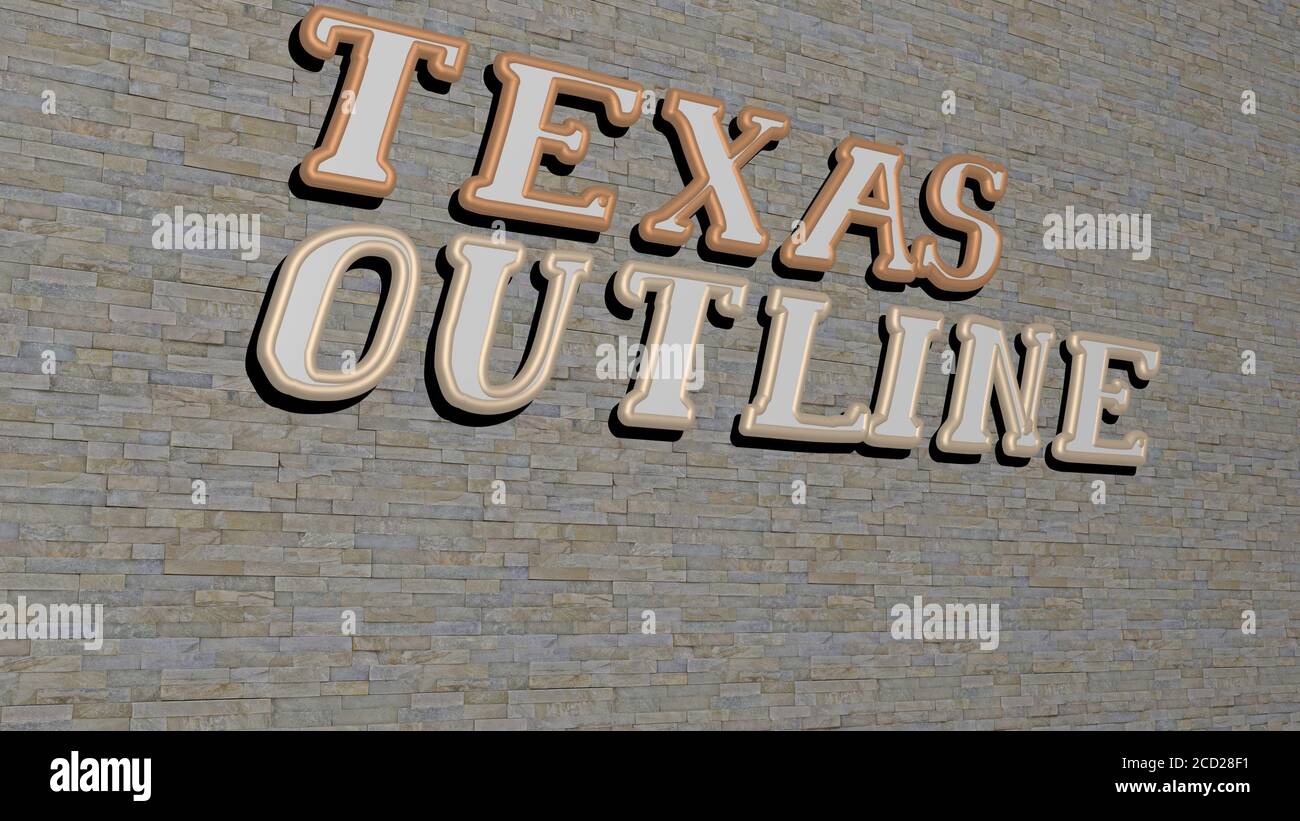 texas outline text on textured wall, 3D illustration Stock Photo - Alamy