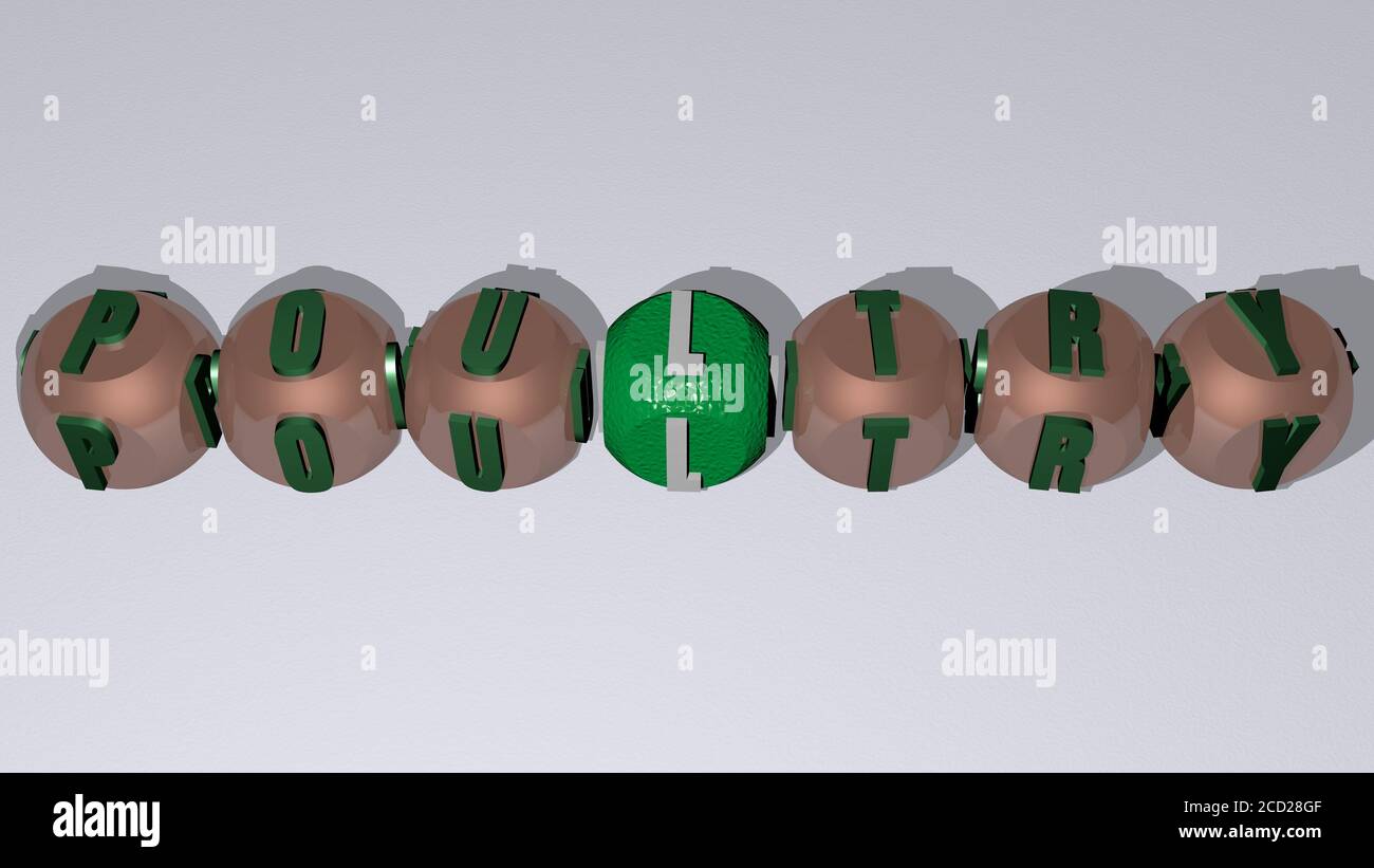 poultry text by cubic dice letters, 3D illustration Stock Photo - Alamy