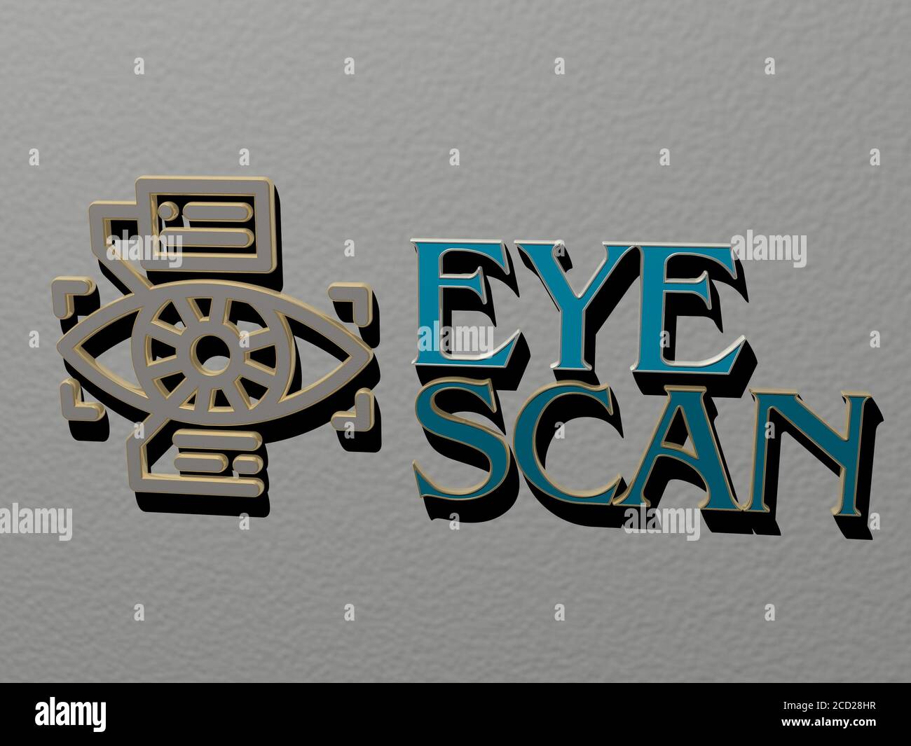 eye scan icon and text on the wall, 3D illustration Stock Photo - Alamy
