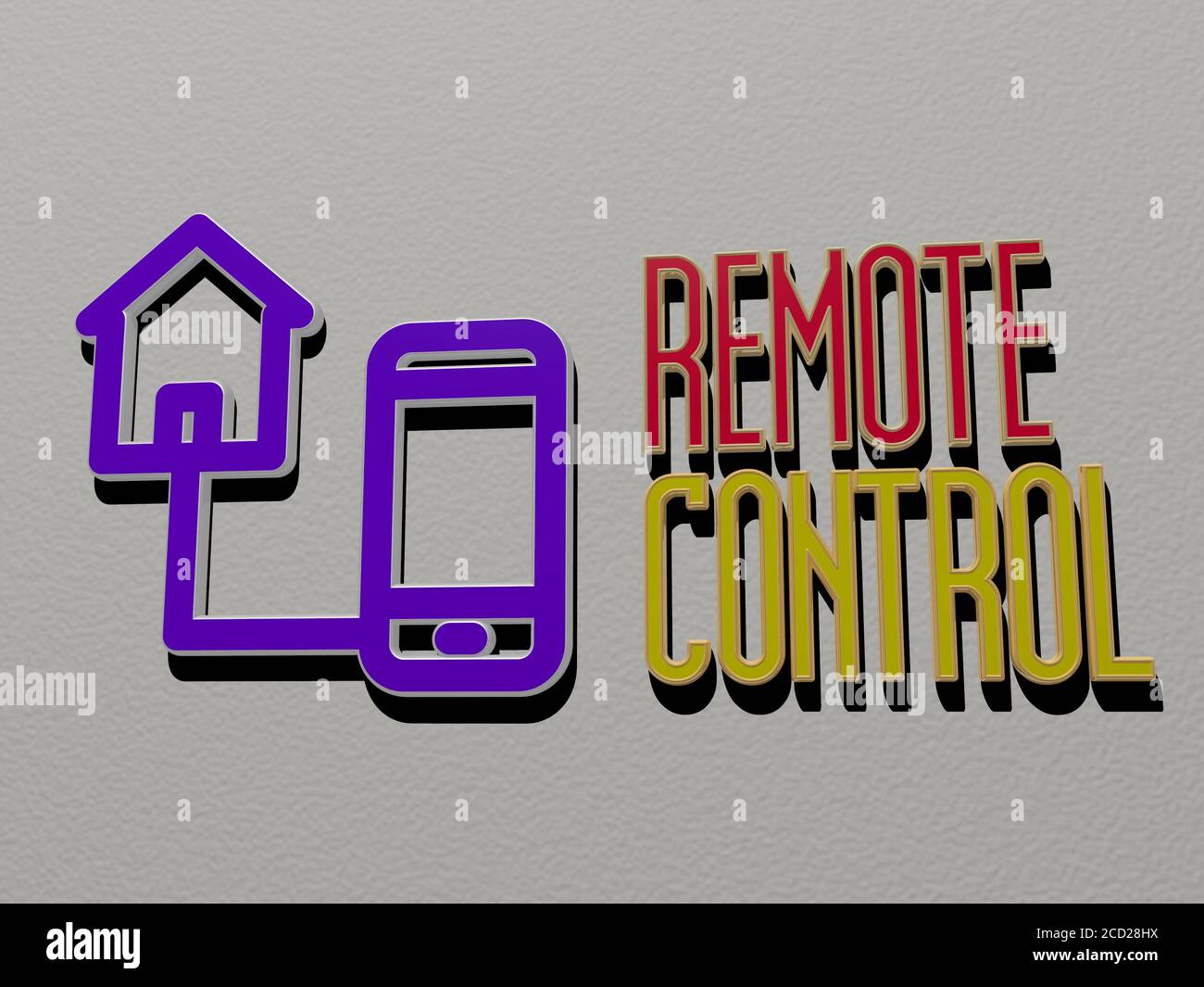 3D graphical image of remote control vertically along with text built ...