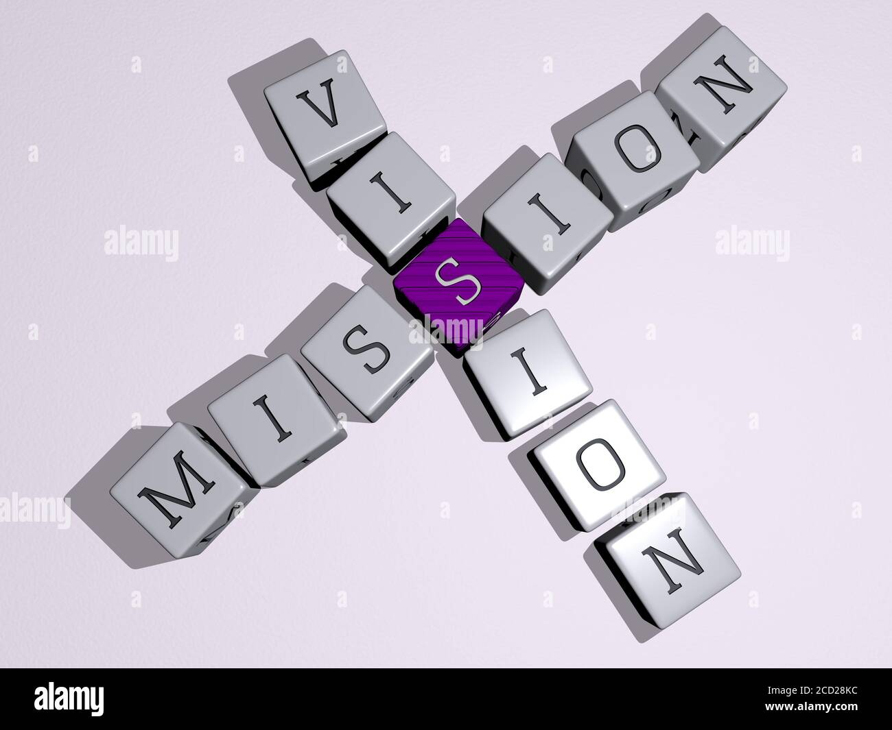 MISSION VISION crossword by cubic dice letters, 3D illustration Stock ...