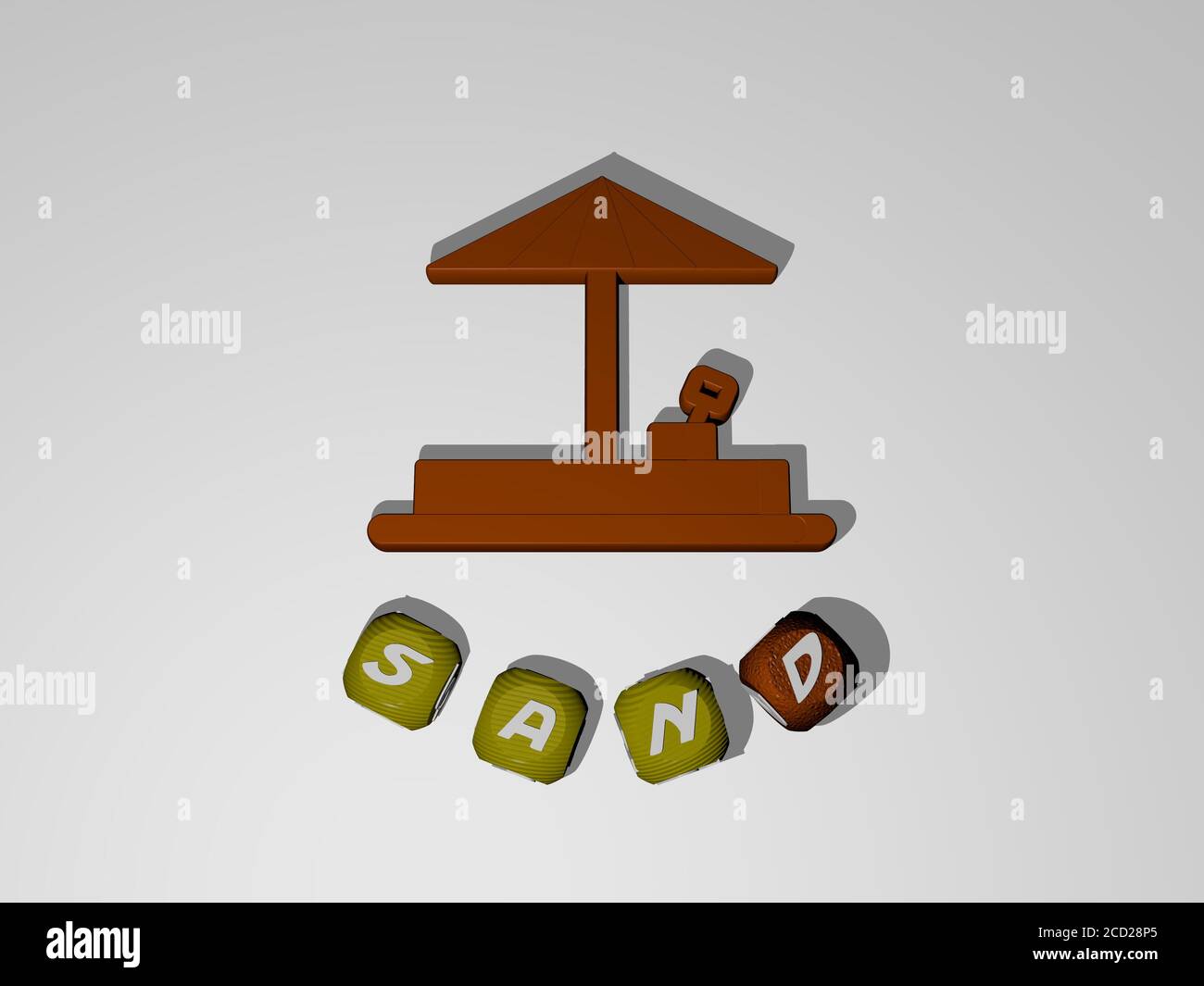 SAND text around the 3D icon, 3D illustration Stock Photo - Alamy