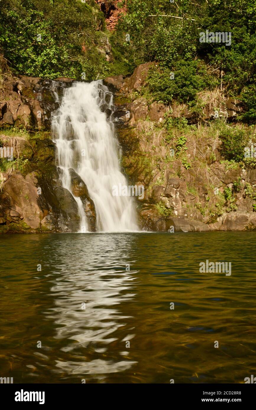 A 45-foot waterfall, reflecting onto swimming pond at the beautiful and ...