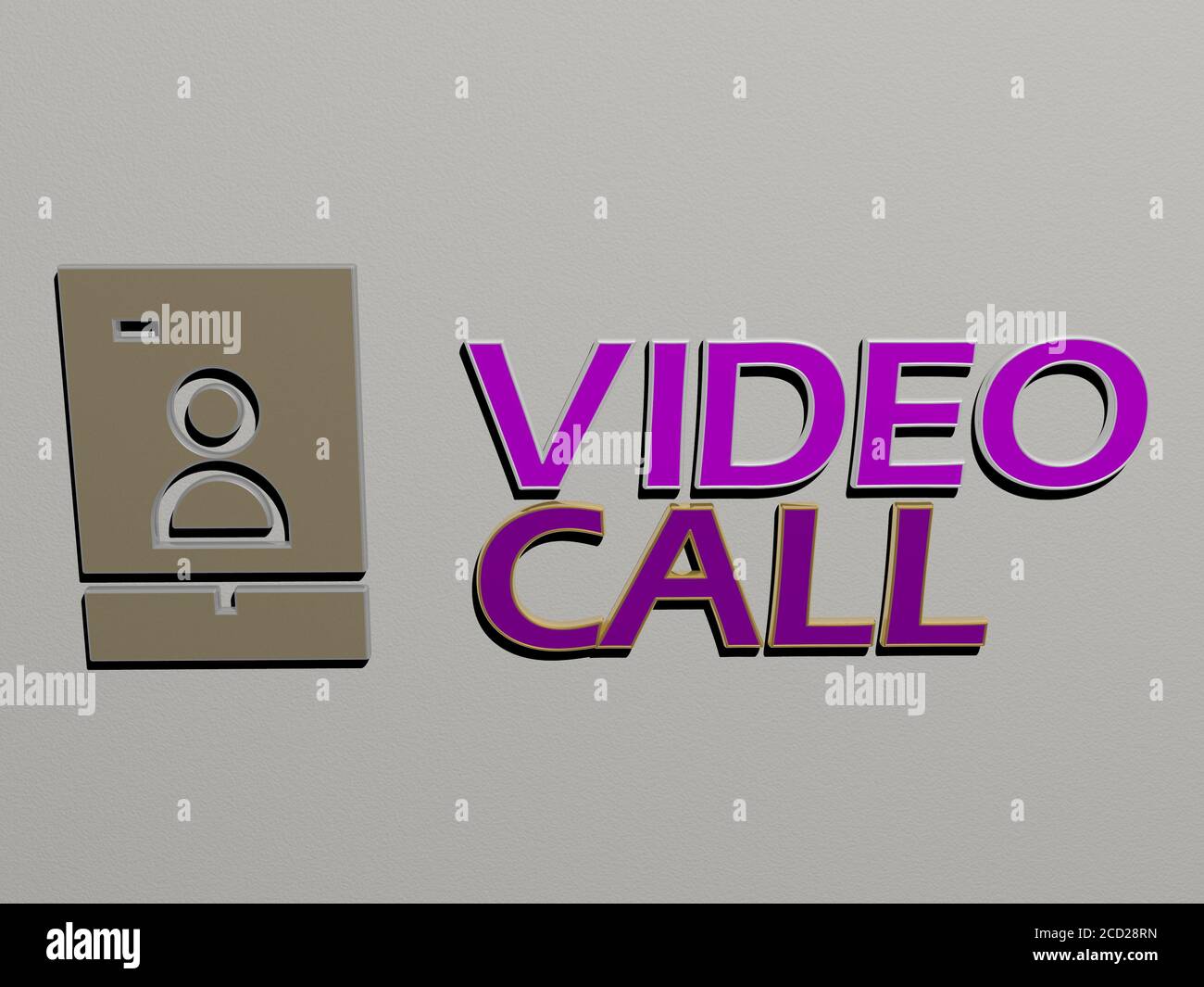 video call icon and text on the wall, 3D illustration Stock Photo - Alamy