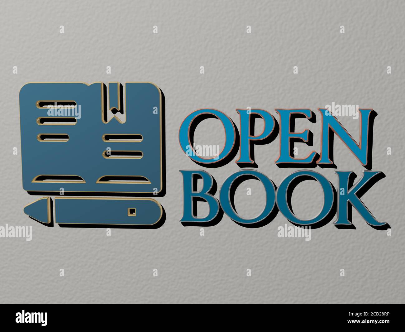 OPEN BOOK icon and text on the wall, 3D illustration Stock Photo - Alamy