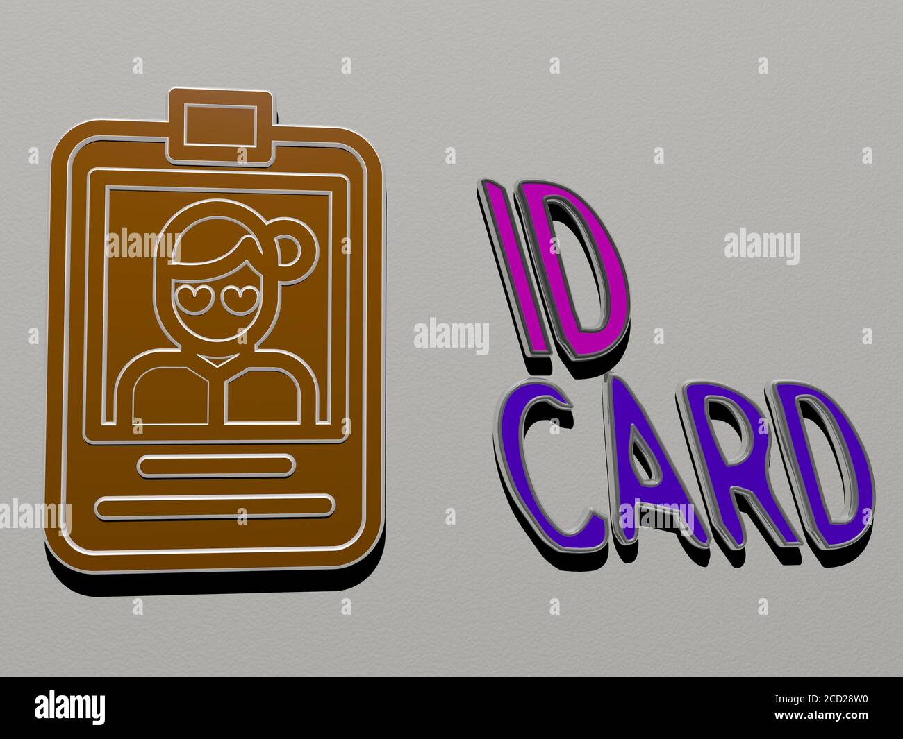 3D graphical image of id card vertically along with text built by ...