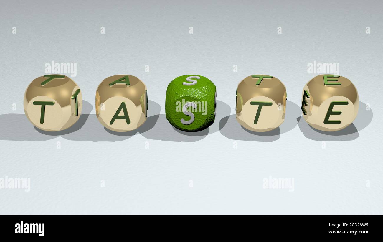 taste text of cubic individual letters, 3D illustration Stock Photo - Alamy