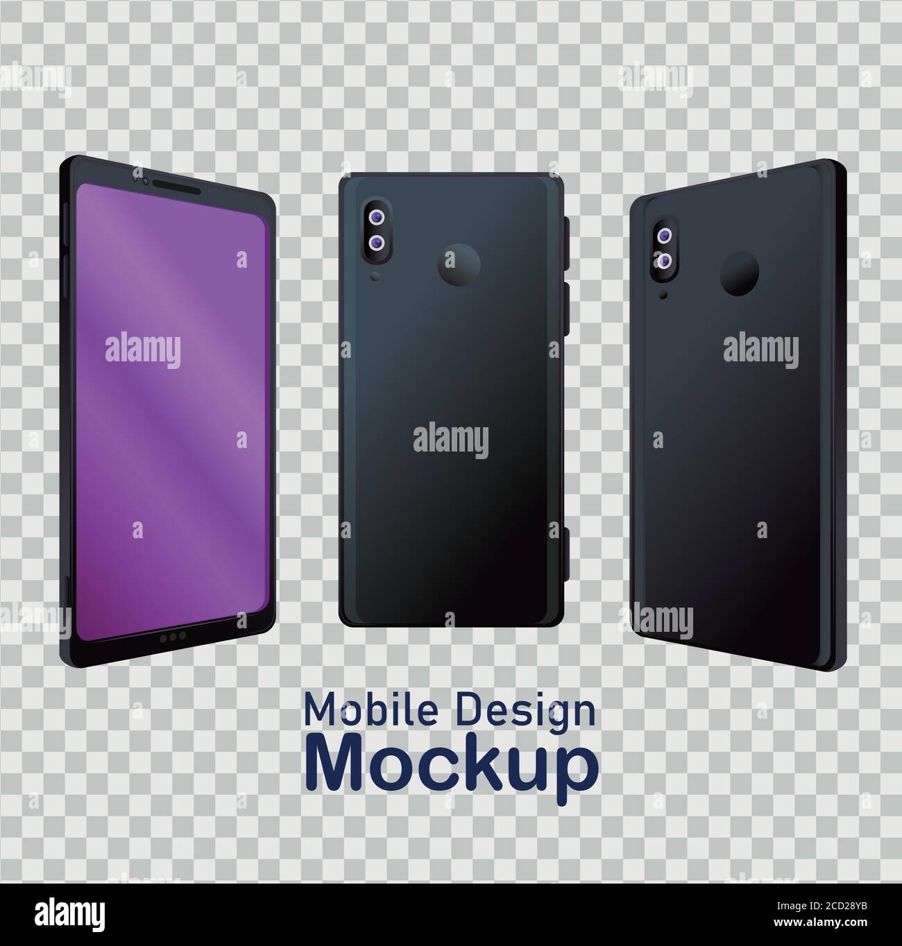 poster mobile design mockup, realistic smartphones icons Stock Vector ...