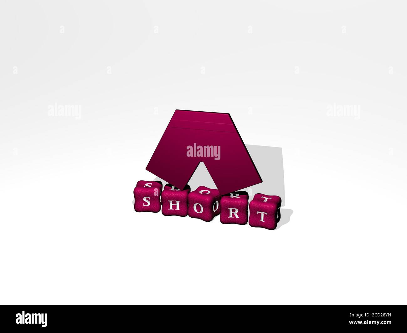 short 3D icon on cubic text, 3D illustration Stock Photo - Alamy