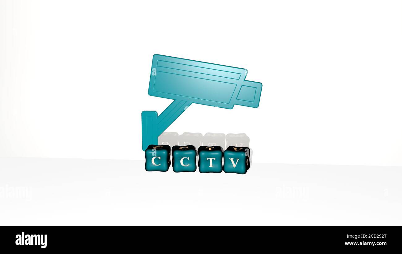 3D illustration of CCTV graphics and text made by metallic dice letters ...