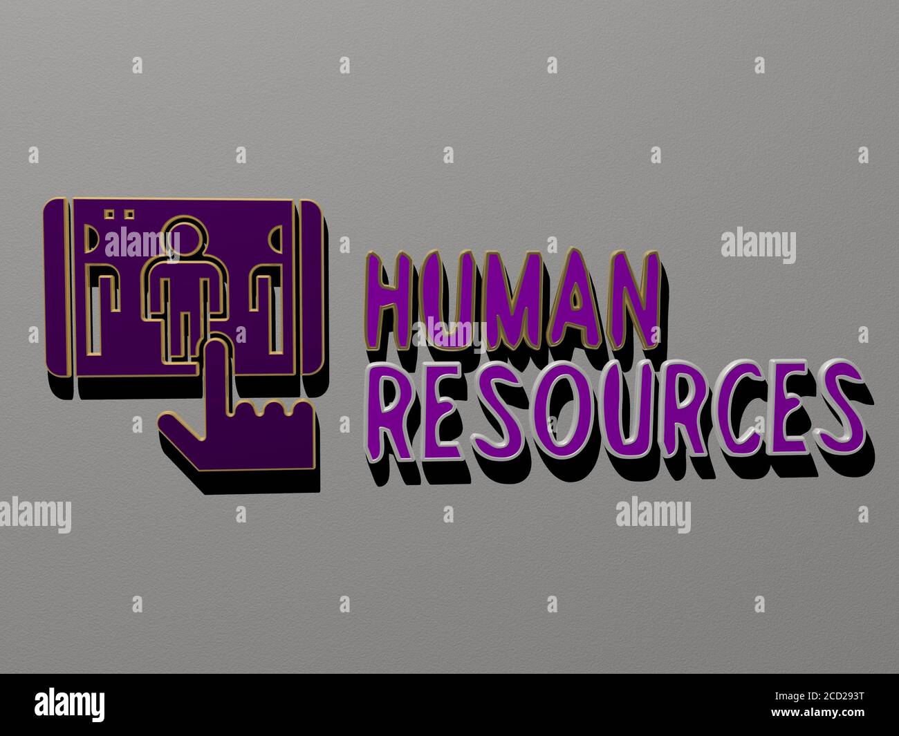 3D graphical image of human resources vertically along with text built ...