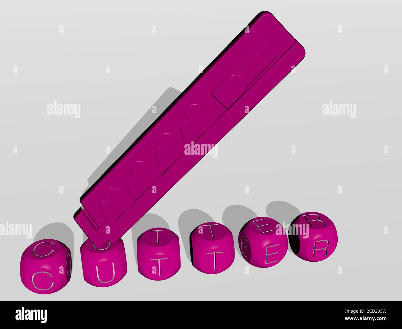 cutter cubic letters with 3D icon on the top, 3D illustration Stock ...