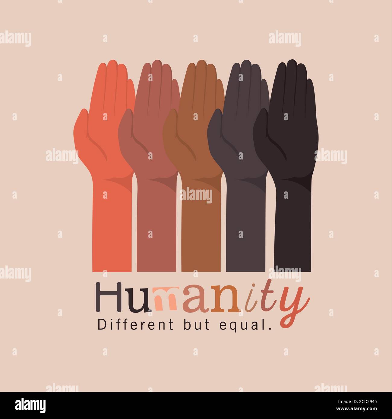 humanity different but equal and diversity open hands up design, people ...