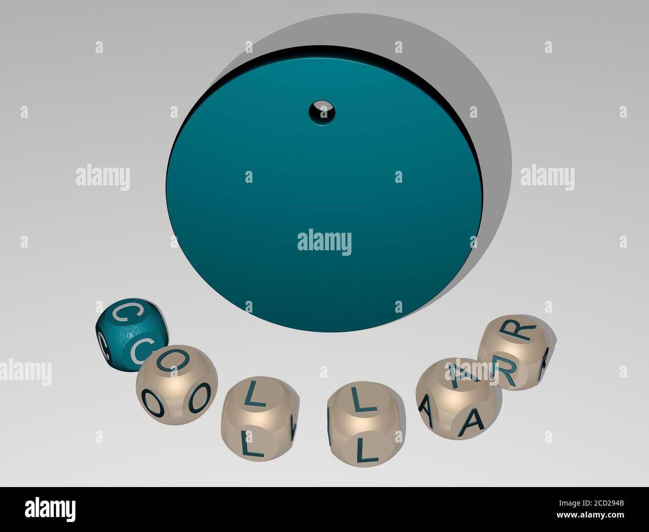 collar round text of cubic letters around 3D icon, 3D illustration ...