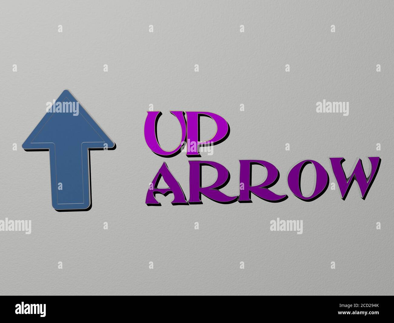up arrow icon and text on the wall, 3D illustration Stock Photo - Alamy
