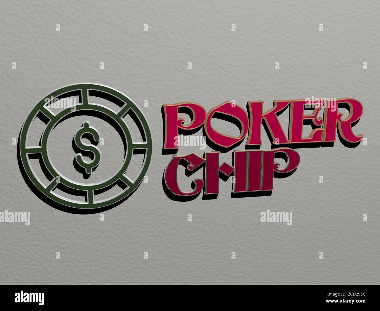 poker chip icon and text on the wall, 3D illustration Stock Photo - Alamy