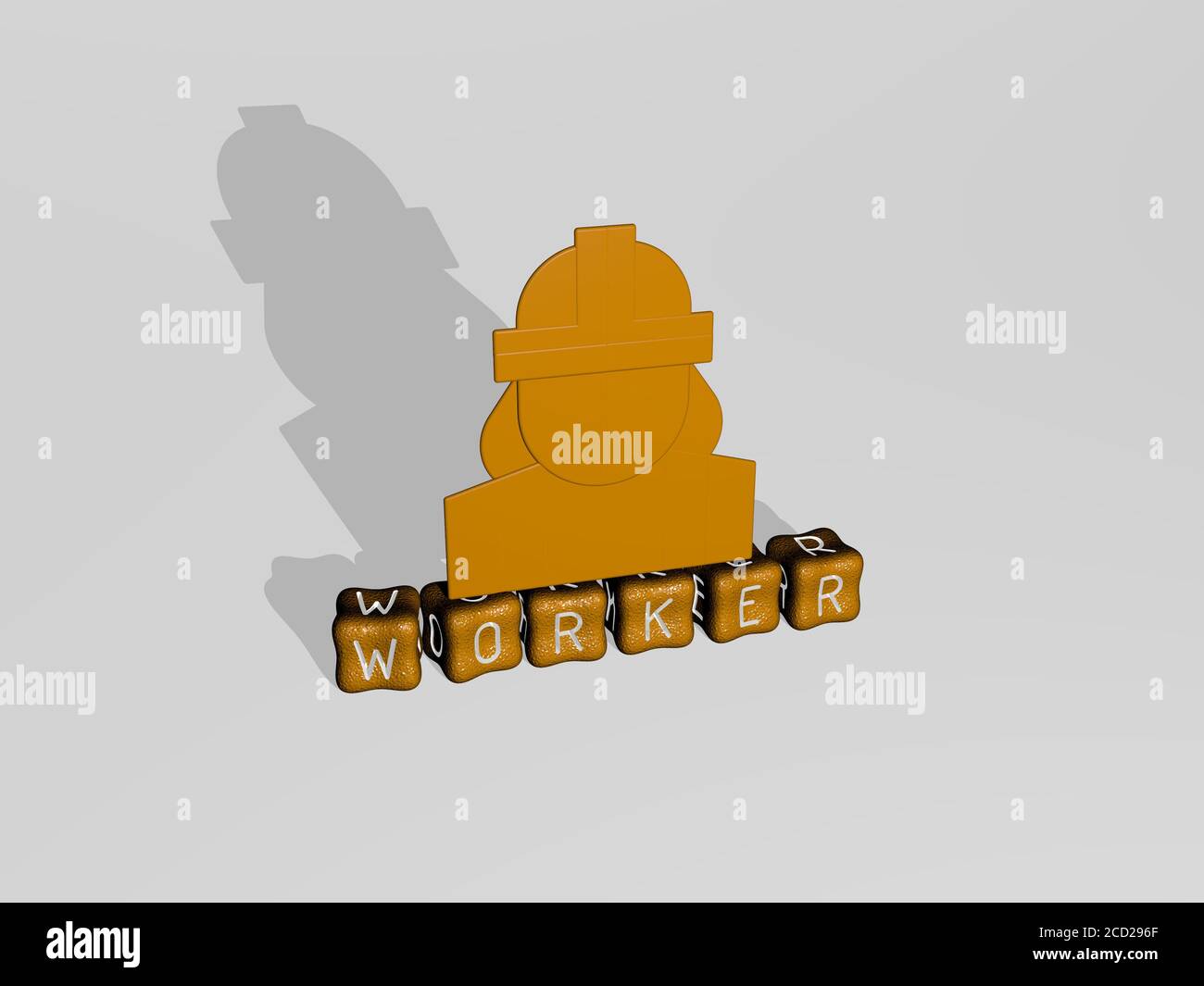 worker 3D icon on cubic text, 3D illustration Stock Photo - Alamy