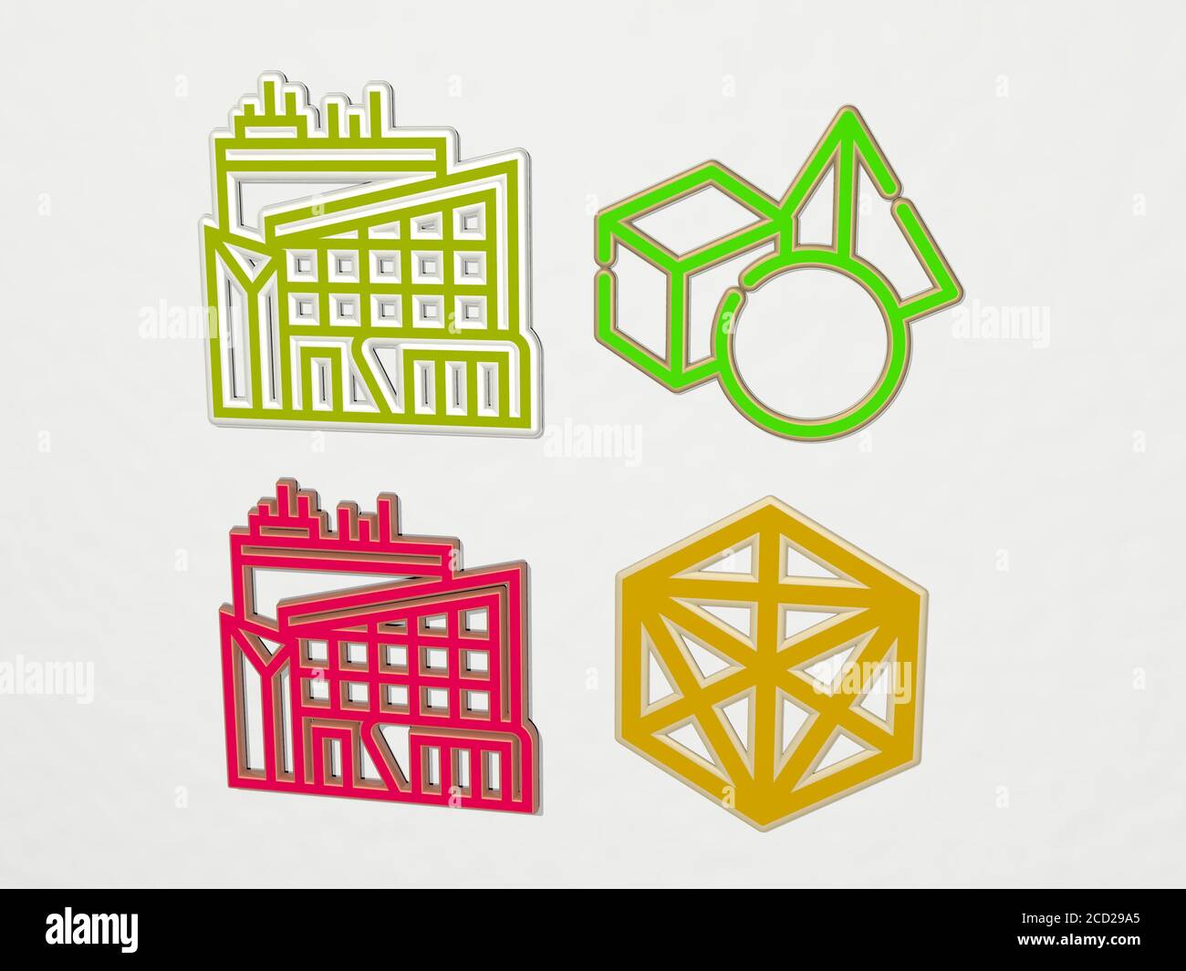geometric 4 icons set, 3D illustration Stock Photo - Alamy