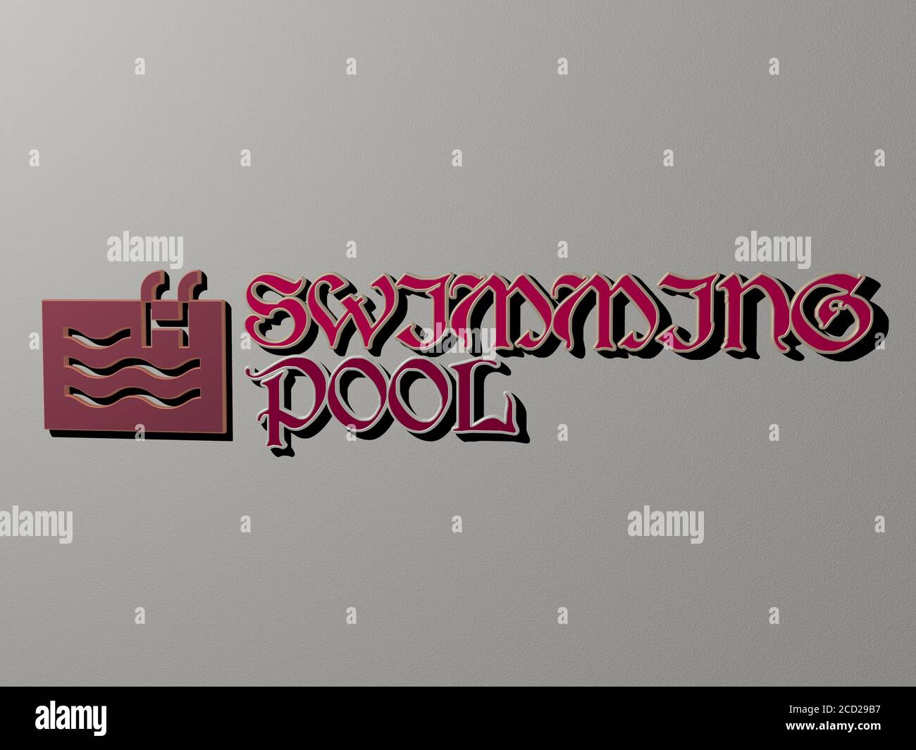 SWIMMING POOL icon and text on the wall, 3D illustration Stock Photo ...